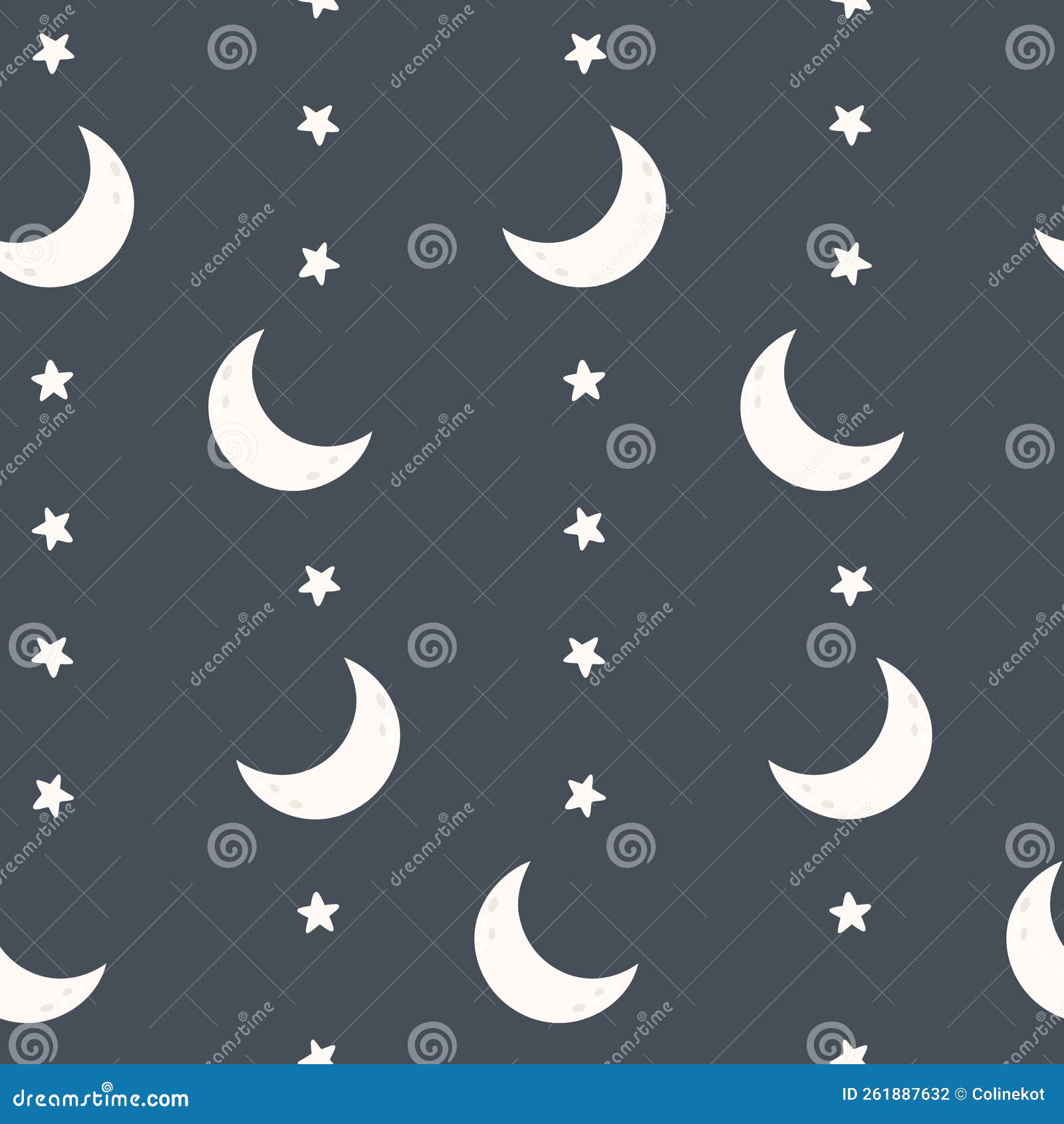 Crescent Moon and Stars Seamless Pattern Stock Vector - Illustration of ...