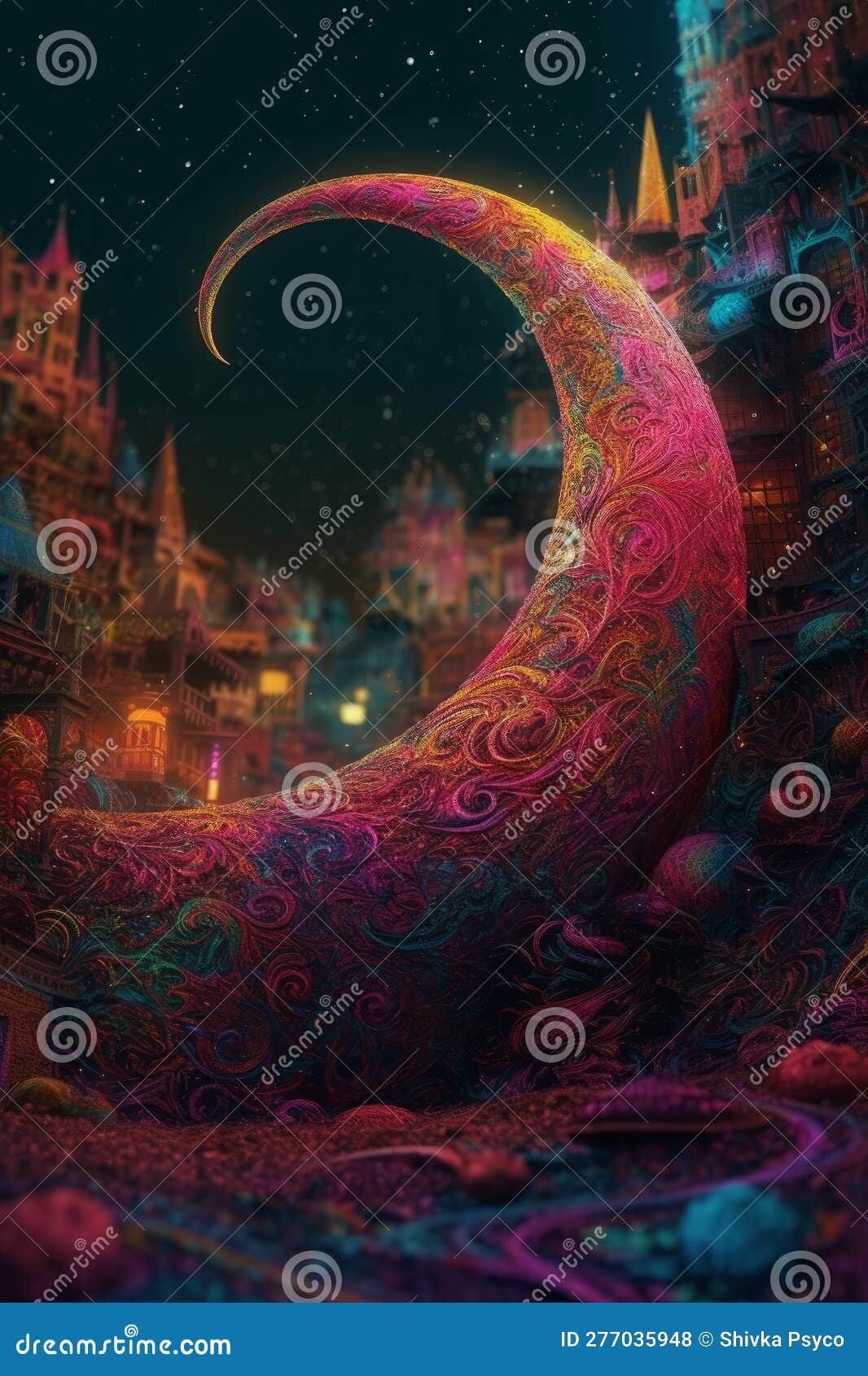 A Crescent Moon with Translucent Glassy Generative AI Stock ...