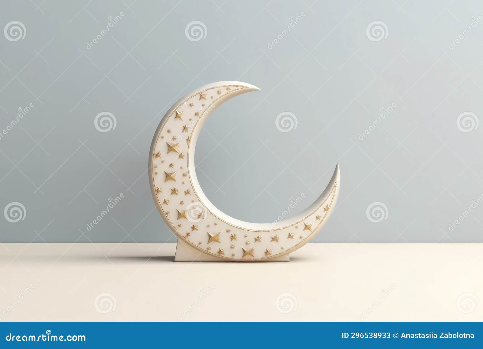 Crescent Shape on Light Background with Arabic Pattern. Generative AI ...