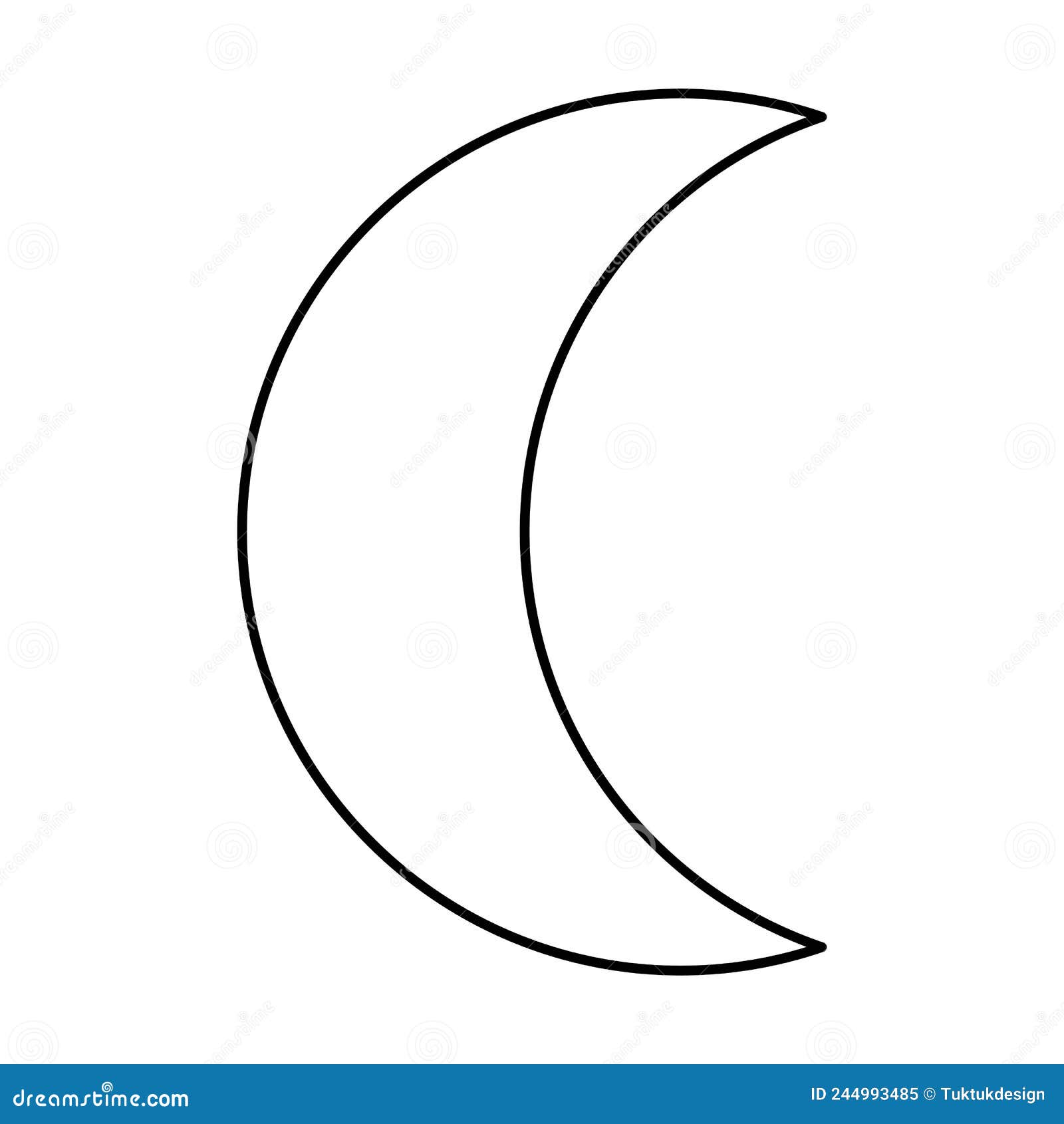 Crescent Shape Symbol Vector Icon Outline Stroke for Creative Graphic ...