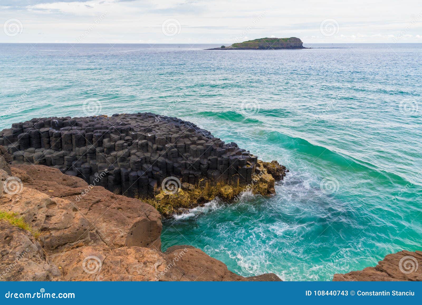 Crescent Shaped Hexagonal Rock Formations Stock Image - Image of travel ...