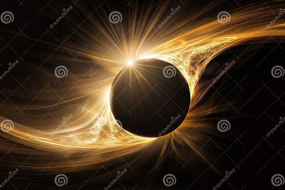 Crescent of Solar Eclipse Radiating Sunstreaks. Generative AI. Stock ...