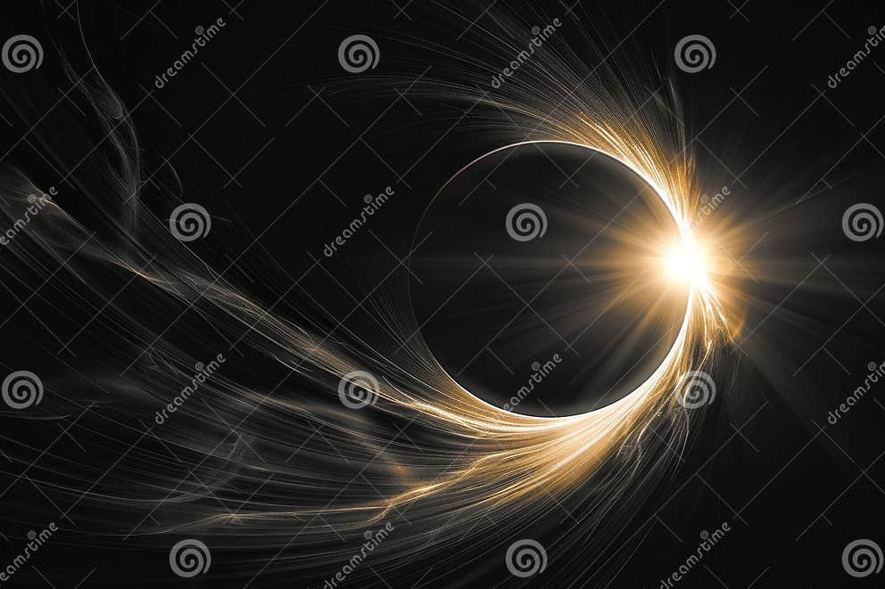 Crescent of Solar Eclipse Radiating Sunstreaks. Generative AI. Stock ...