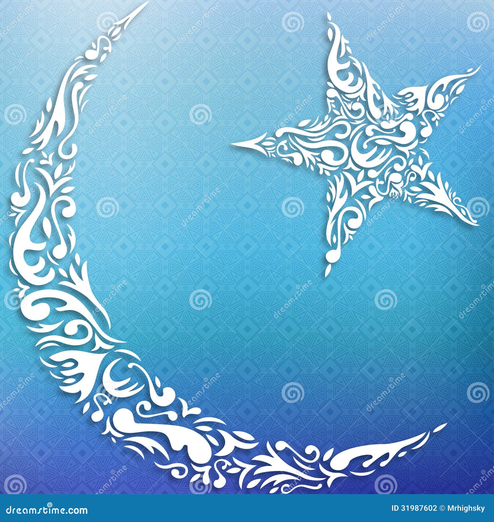 Crescent and star stock illustration. Illustration of blue - 31987602