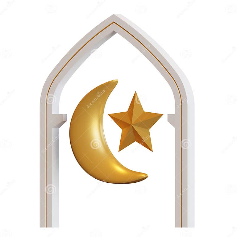 Crescent Star Symbol 3D Rendering Illustration Stock Photo ...