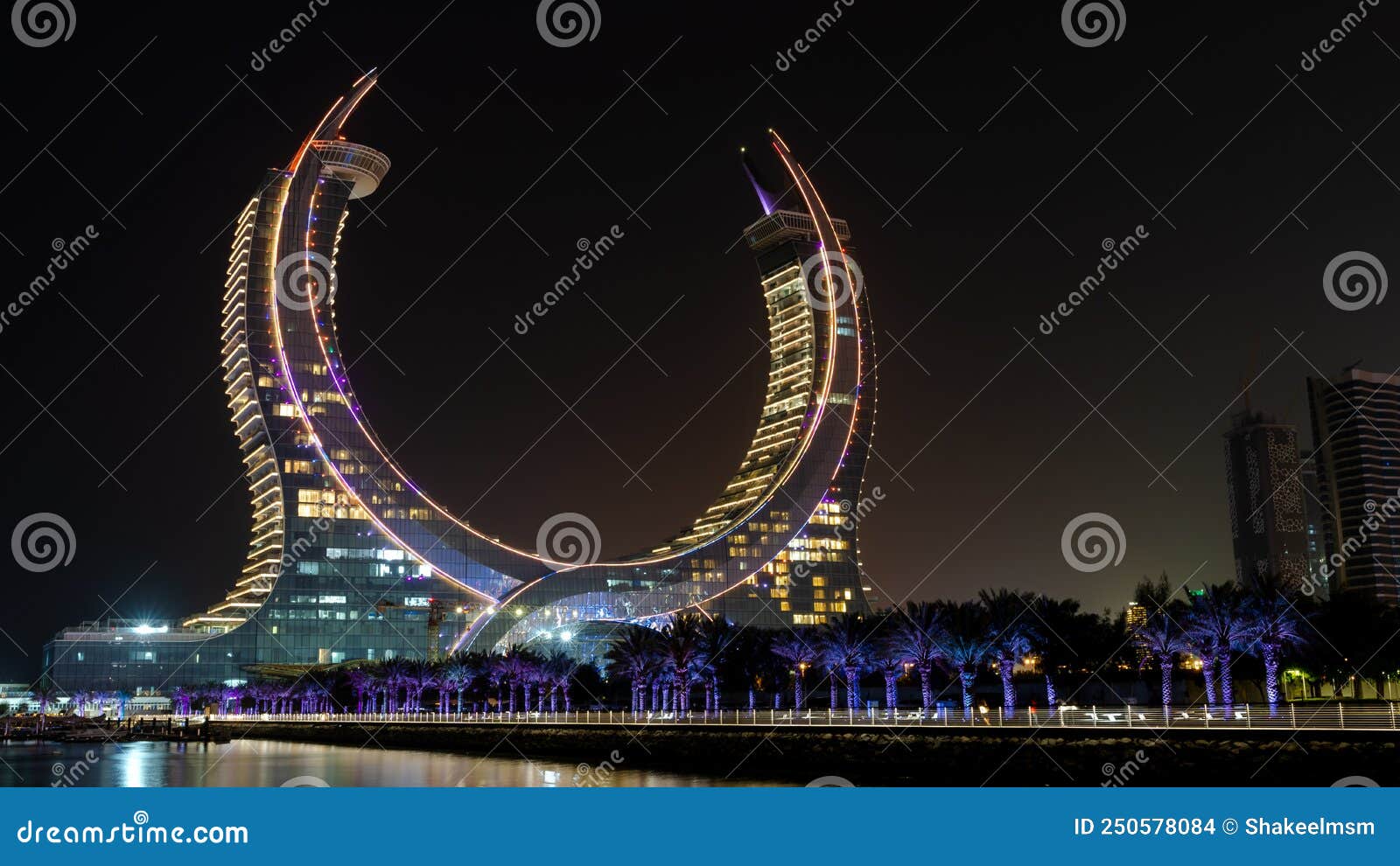 The Crescent Tower in the Newly Developing City Lusail in Qatar Stock ...