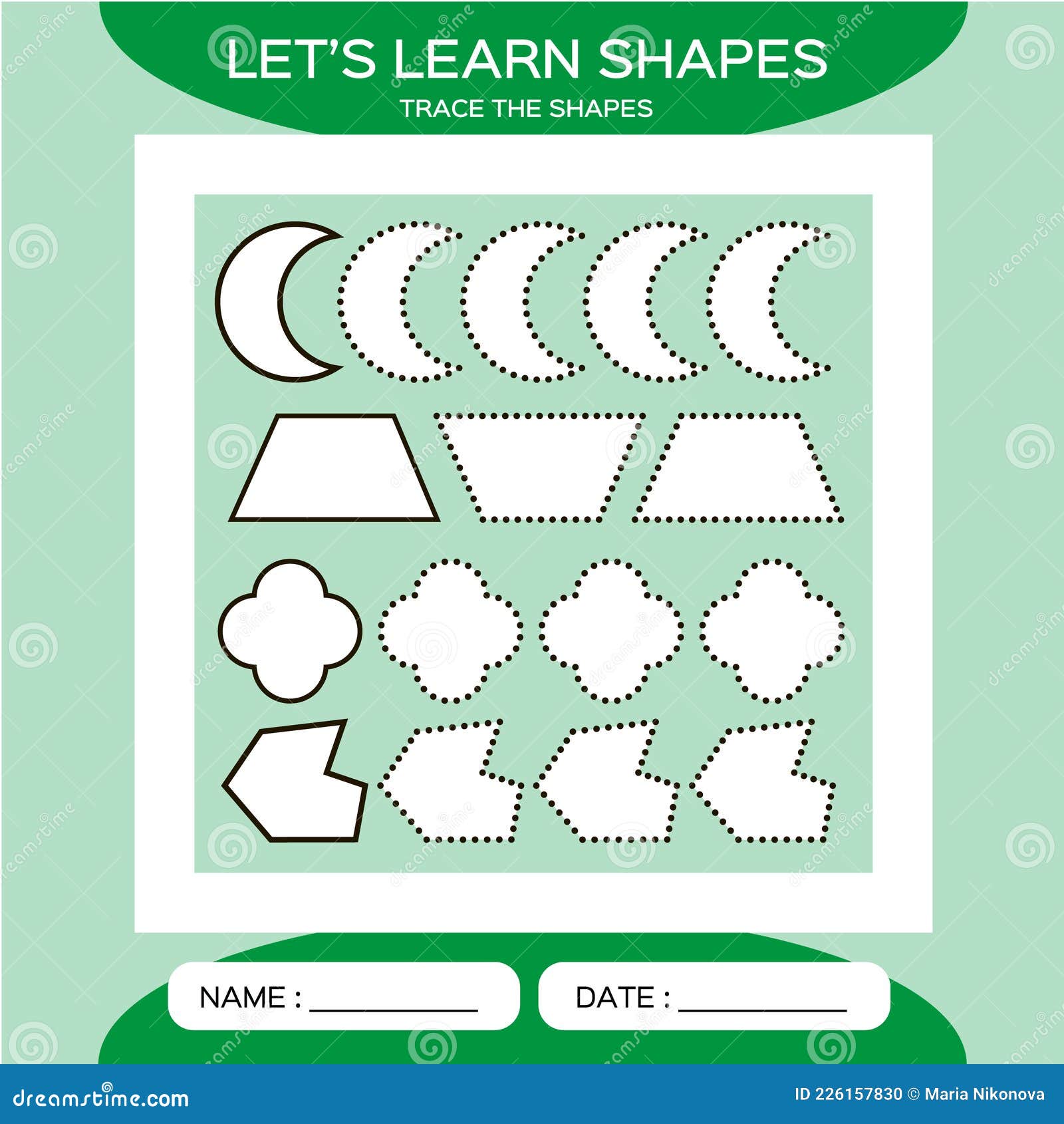 Crescent. Trapezium. Quatrefoil. Polygon. Basic Geometric Shapes For ...