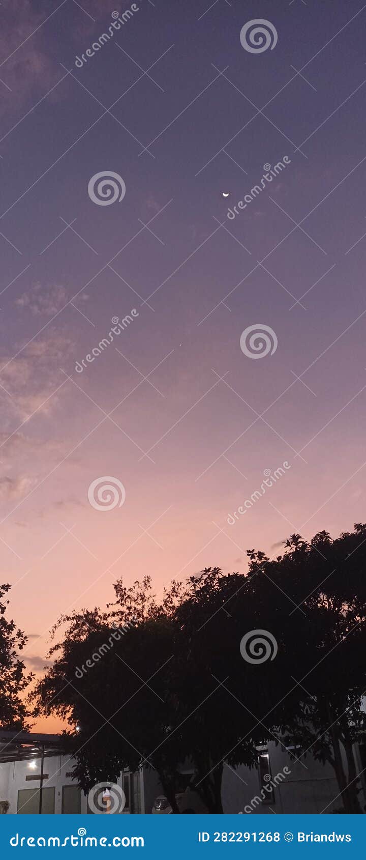 Cresent Moon in the Sunset Sky Stock Photo - Image of cresent ...