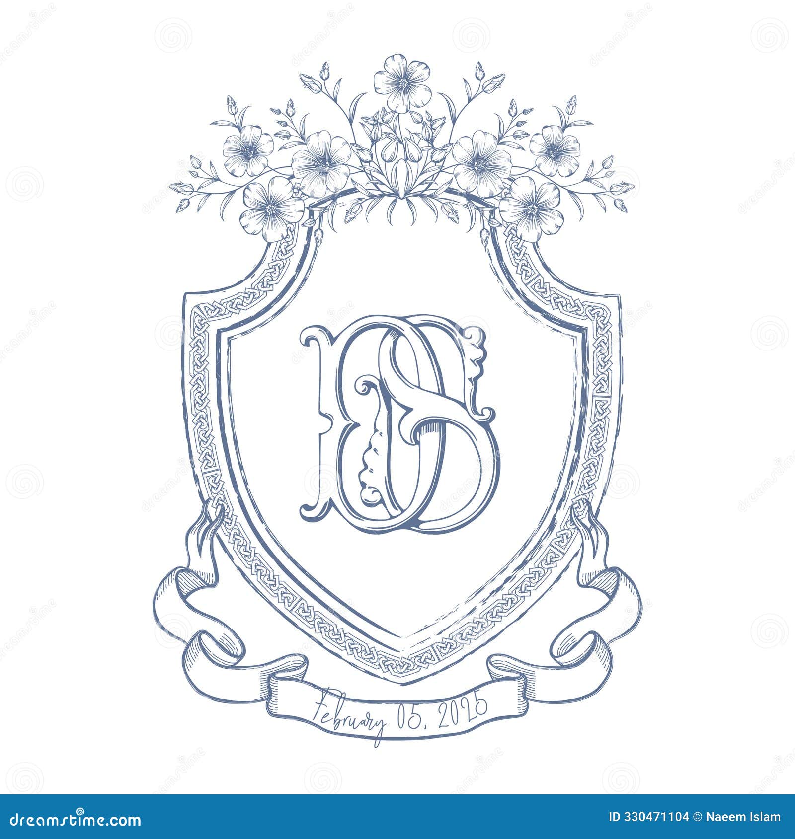 Beautiful Vintage Wedding Crest Shield Stock Vector - Illustration of ...