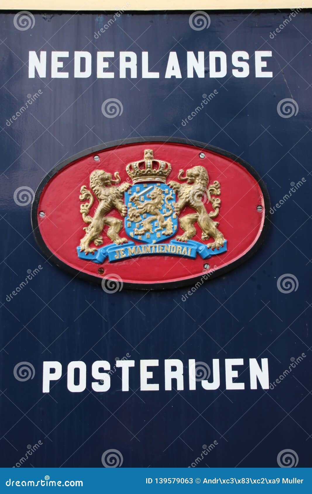 Crest of the Dutch Royal Mail on a Post Train in the Railway Museum in ...