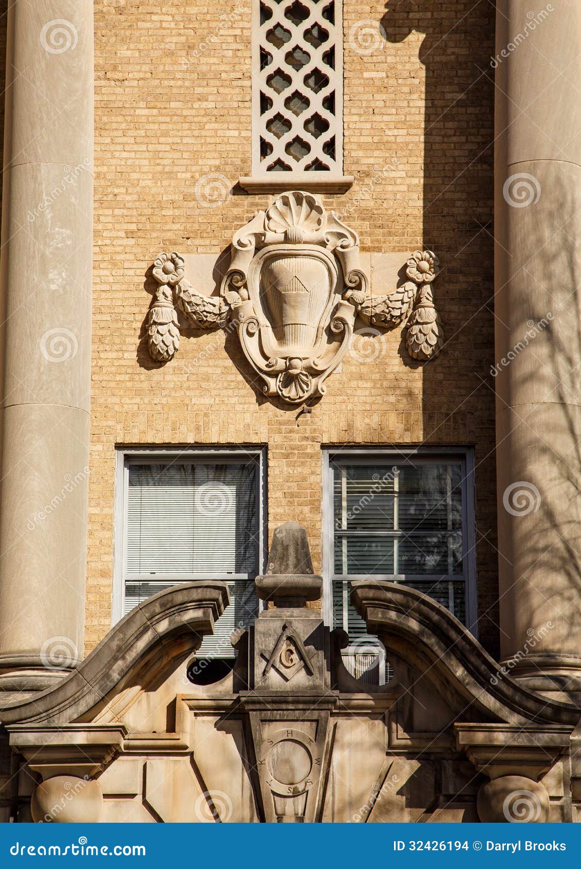 Crest on Old Masonic Building Stock Photo - Image of wall, crest: 32426194