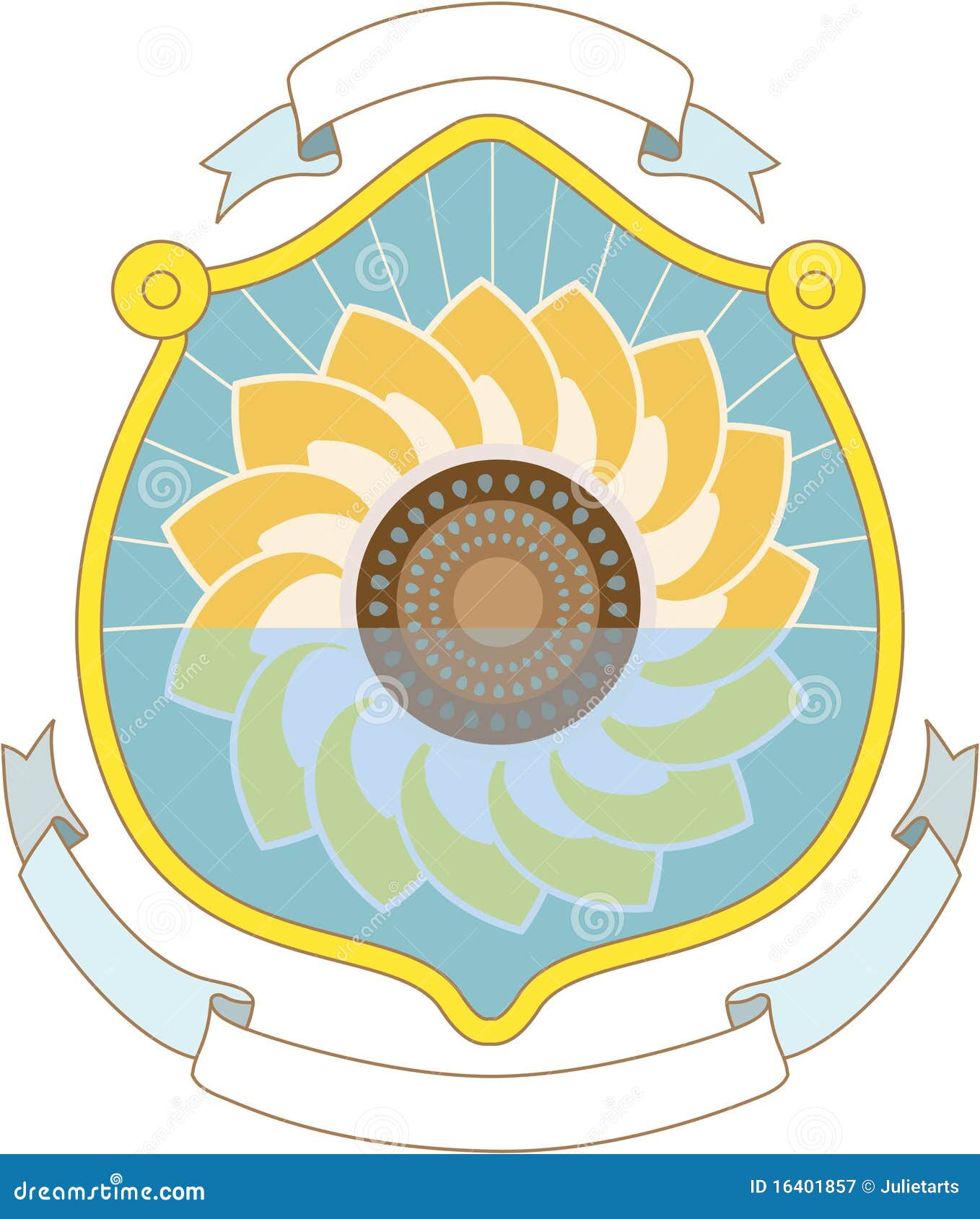 Crest Pattern with Ribbons and Sunflower Stock Vector - Illustration of ...