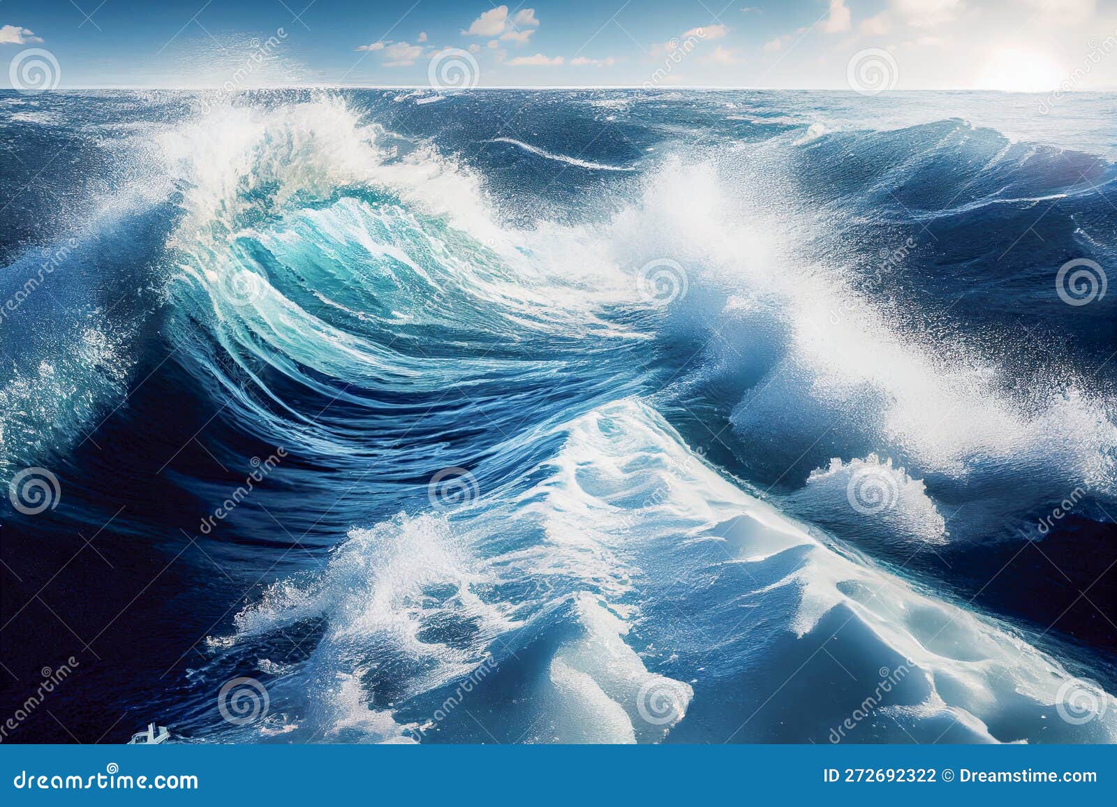 Crest of a Wave in the Sea on a Sunny Day. Generative AI, Generative ...