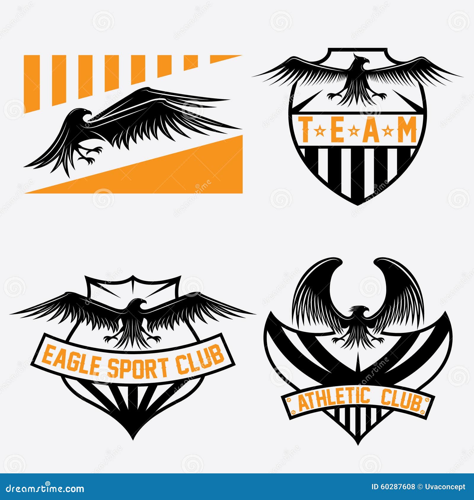 Team Crests Set With Eagles Vector Design Template | CartoonDealer.com ...