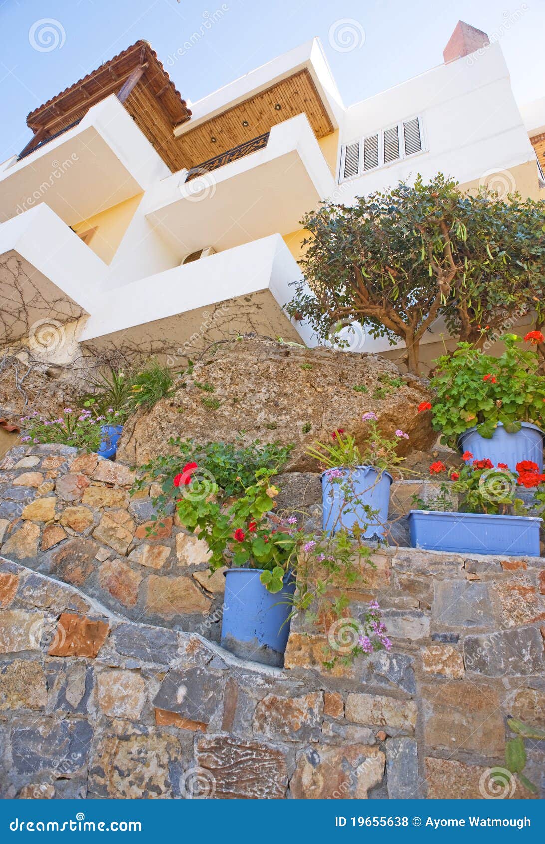 Cretan architecture. stock photo. Image of balconies - 19655638