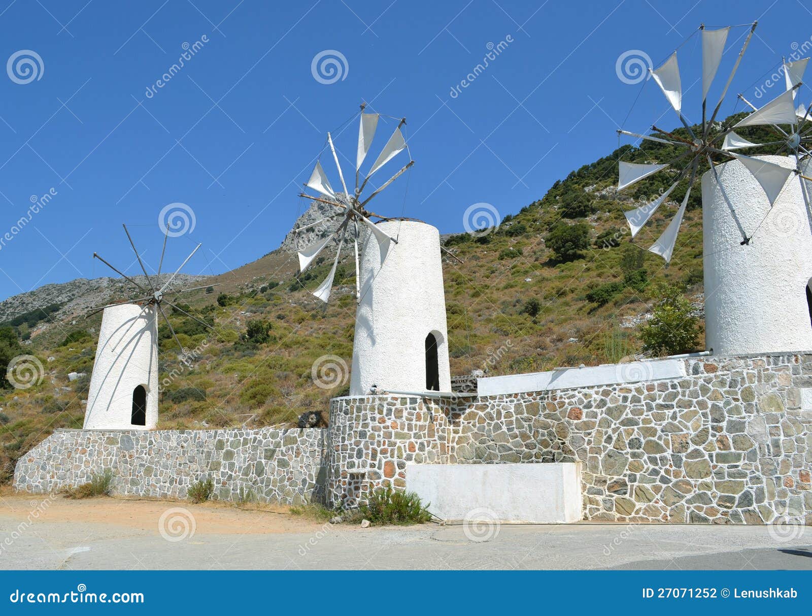 Cretan mills stock photo. Image of color, countries, mill - 27071252