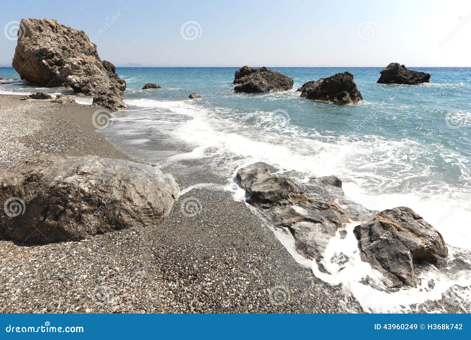 Cretan Pebble Beach. Mediterranean Sea Stock Image - Image of crete ...
