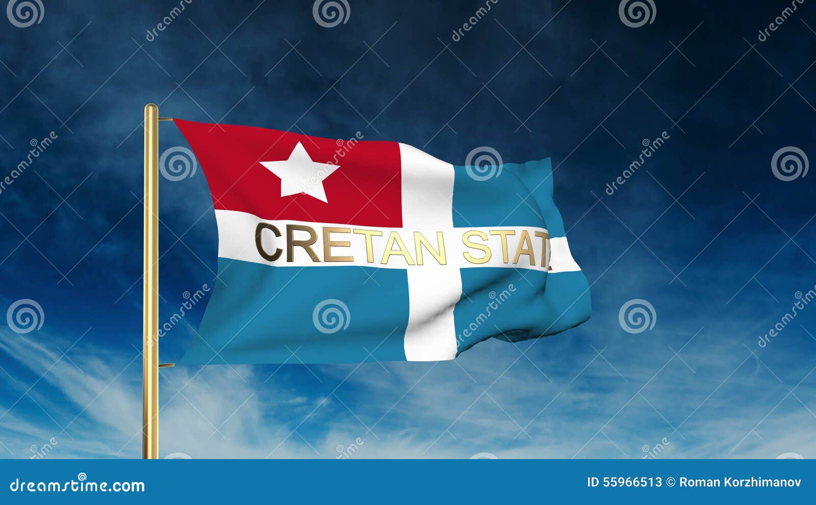 Cretan State Flag Slider Style with Title. Waving Stock Video - Video ...