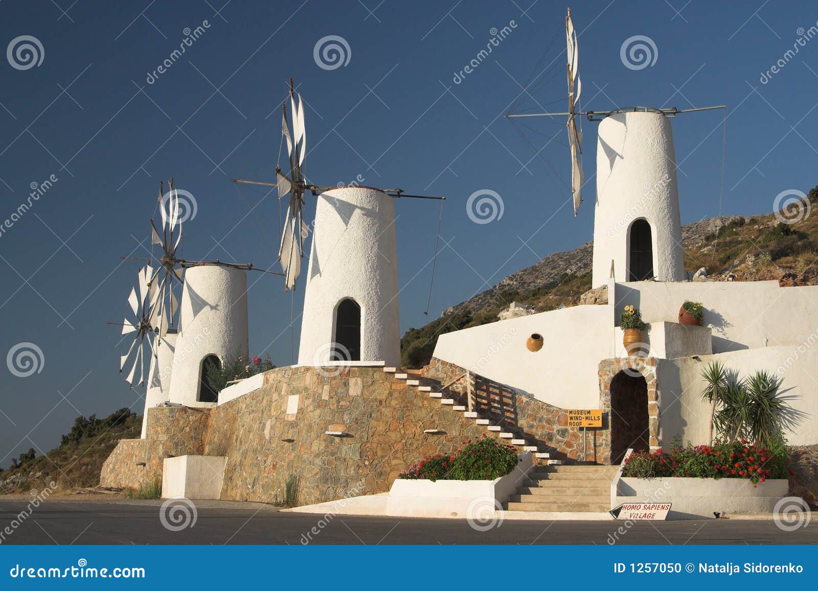 Cretan Traditional Windmills Stock Photo - Image of museum, ecology ...