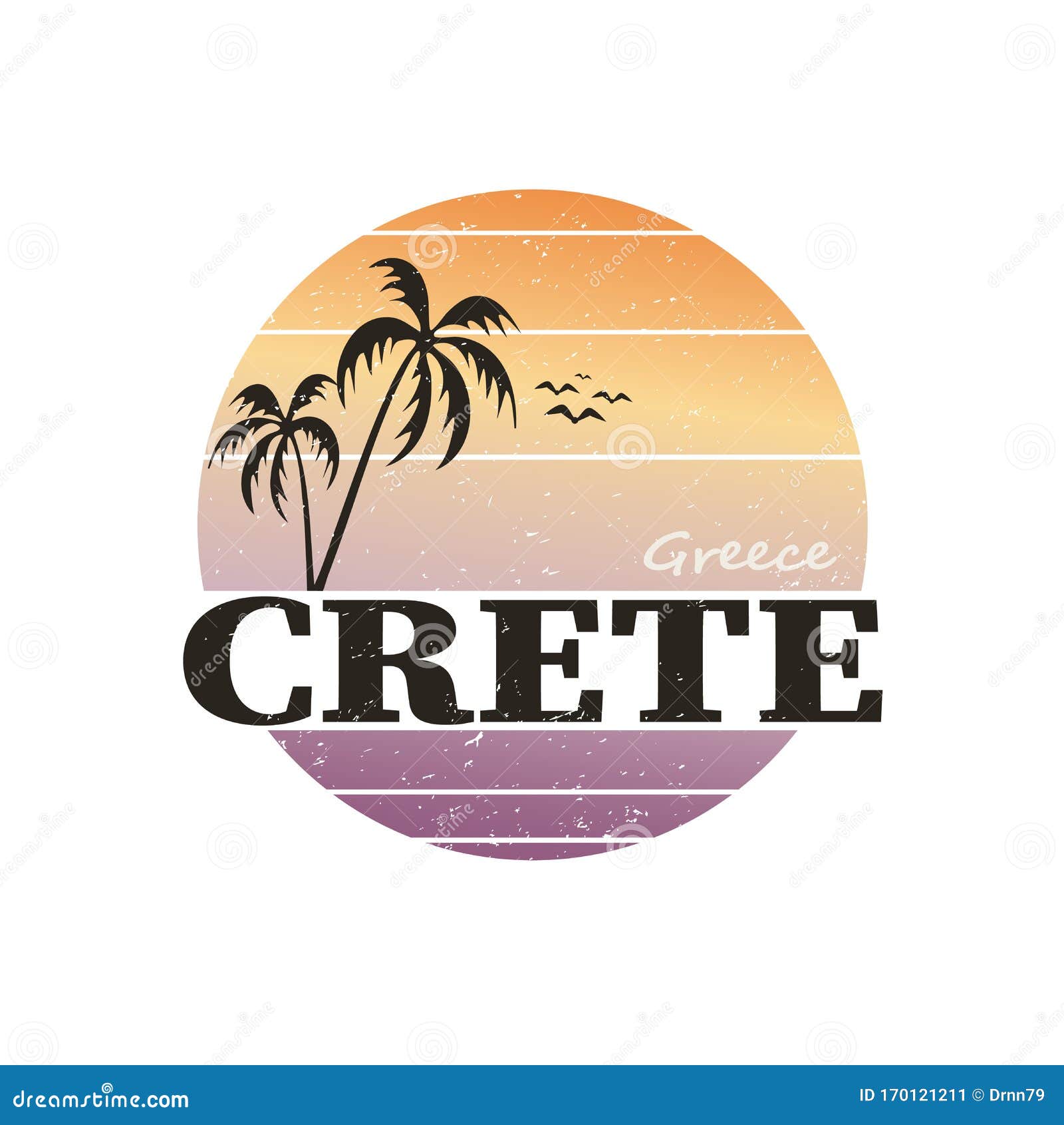 Crete Badge Logotipo Sinal De Creta Multicolor Arredondado Ilustração ...