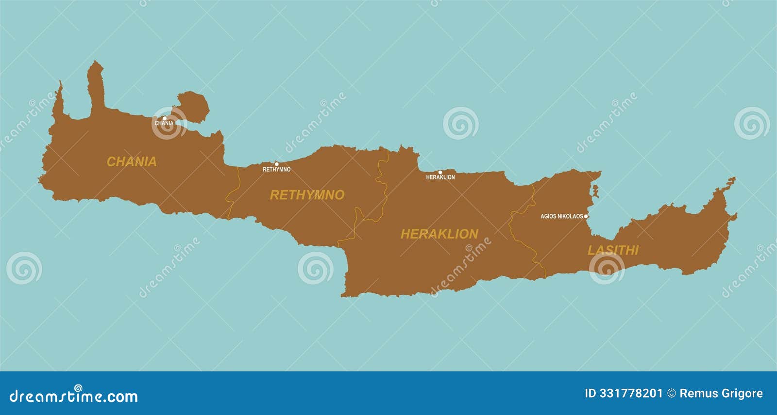 Crete Brown Map - Cdr Format Stock Illustration - Illustration of ...