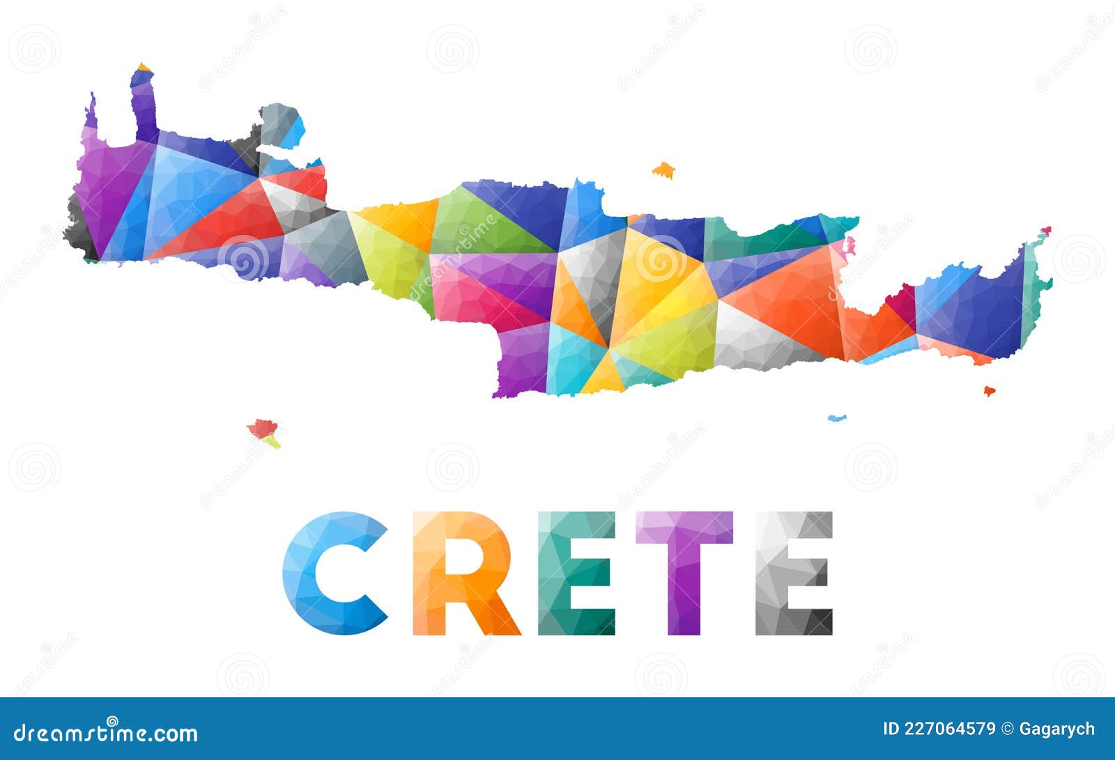 Crete - Colorful Low Poly Island Shape. Stock Vector - Illustration of ...