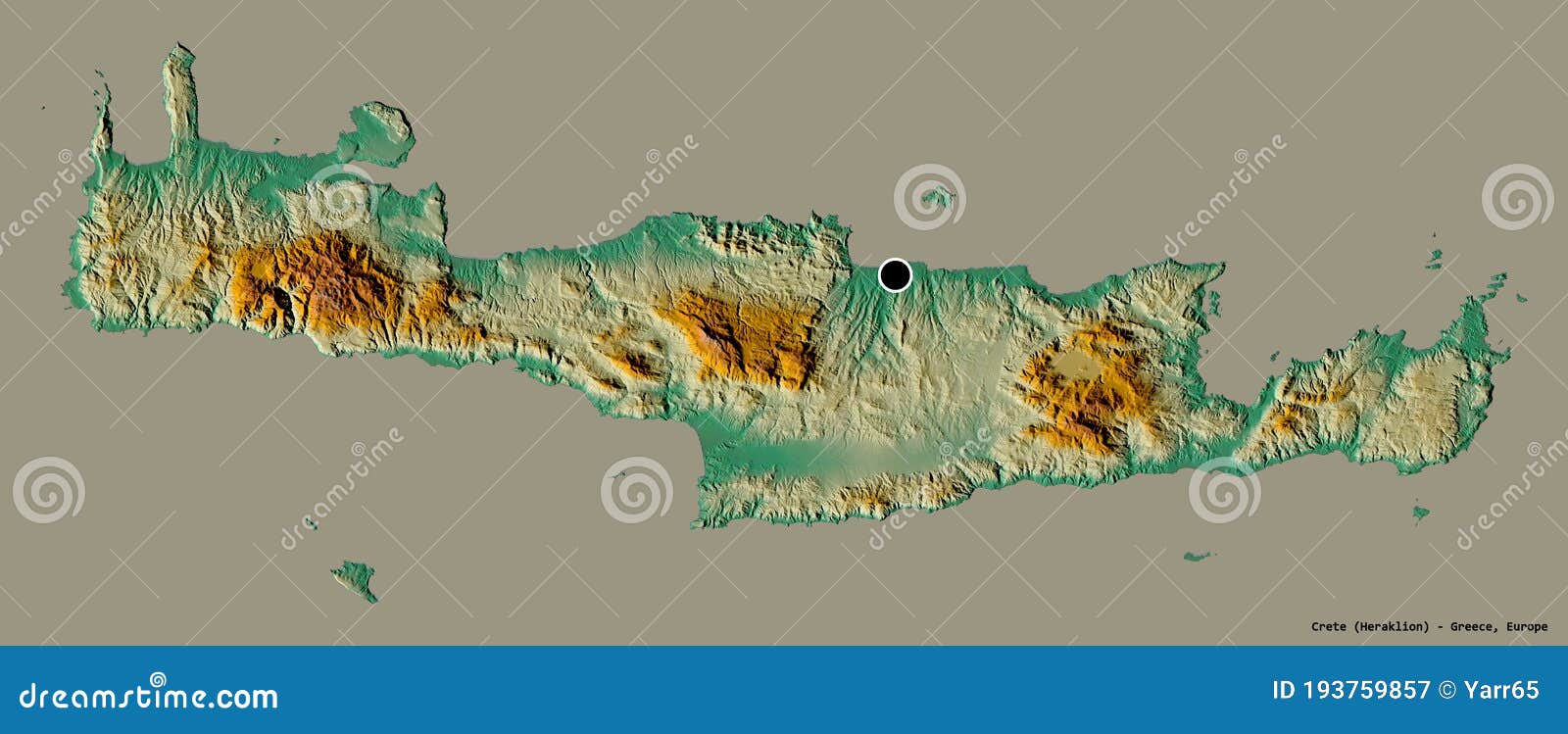 Crete, Decentralized Administration of Greece, on Solid. Relief Stock ...