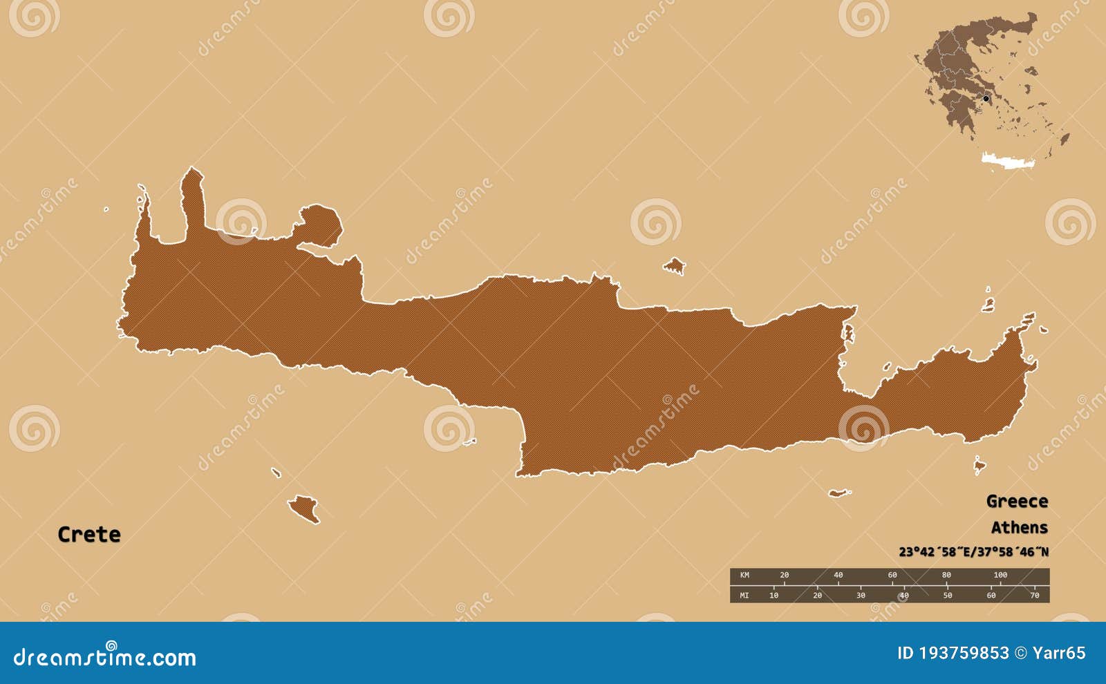 Crete, Decentralized Administration of Greece, Zoomed. Pattern Stock ...