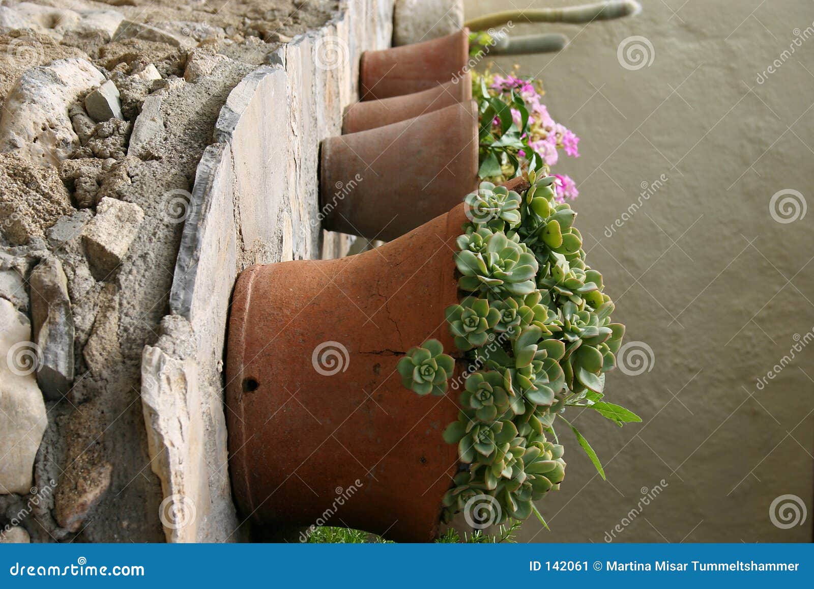 Flower Pots On A Roof With A Chimney In The Background Royalty-Free ...