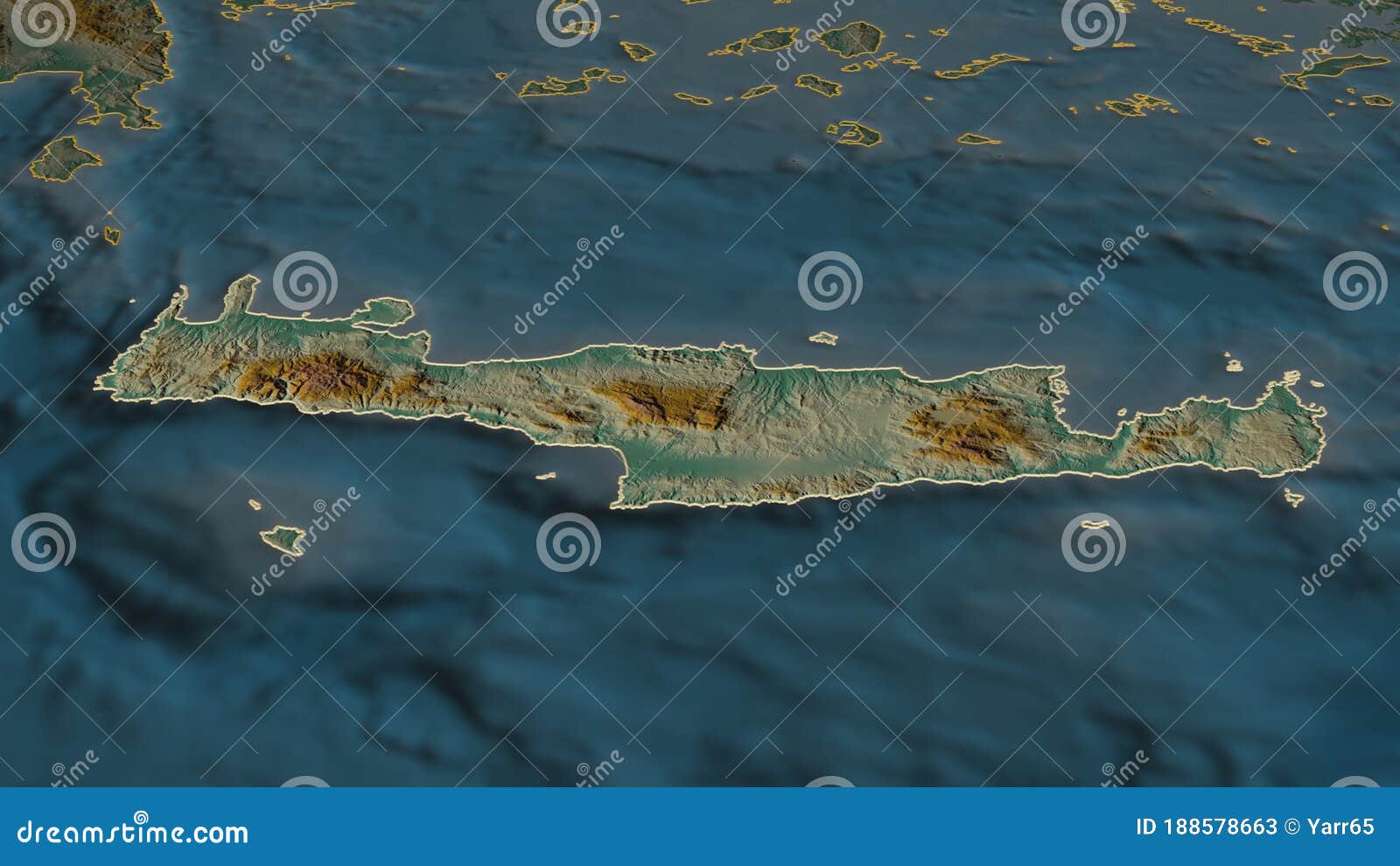 Crete, Greece - Outlined. Relief Stock Illustration - Illustration of ...