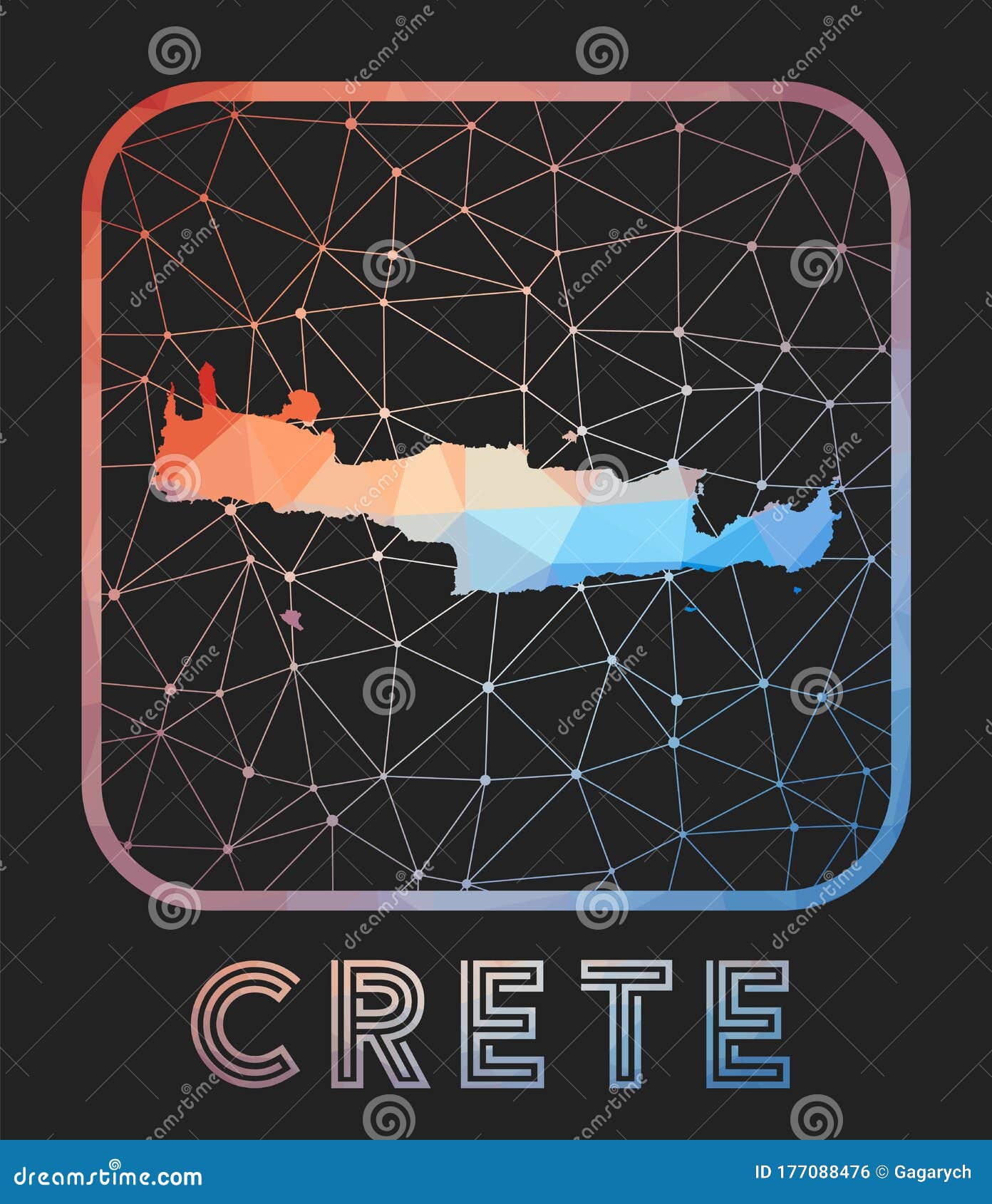 Crete map design. stock vector. Illustration of creative - 177088476