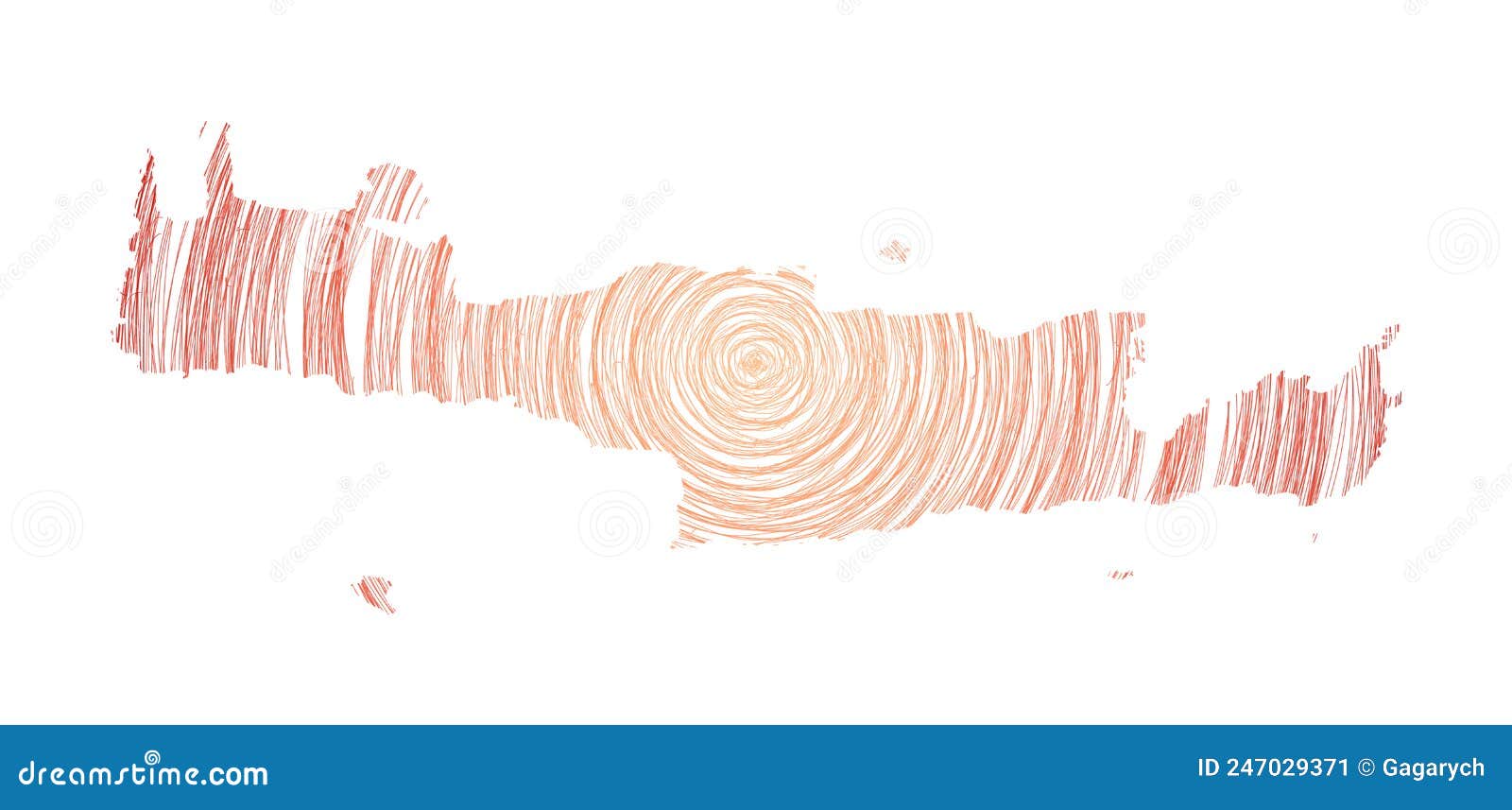 Crete Map Filled with Concentric Circles. Stock Vector - Illustration ...