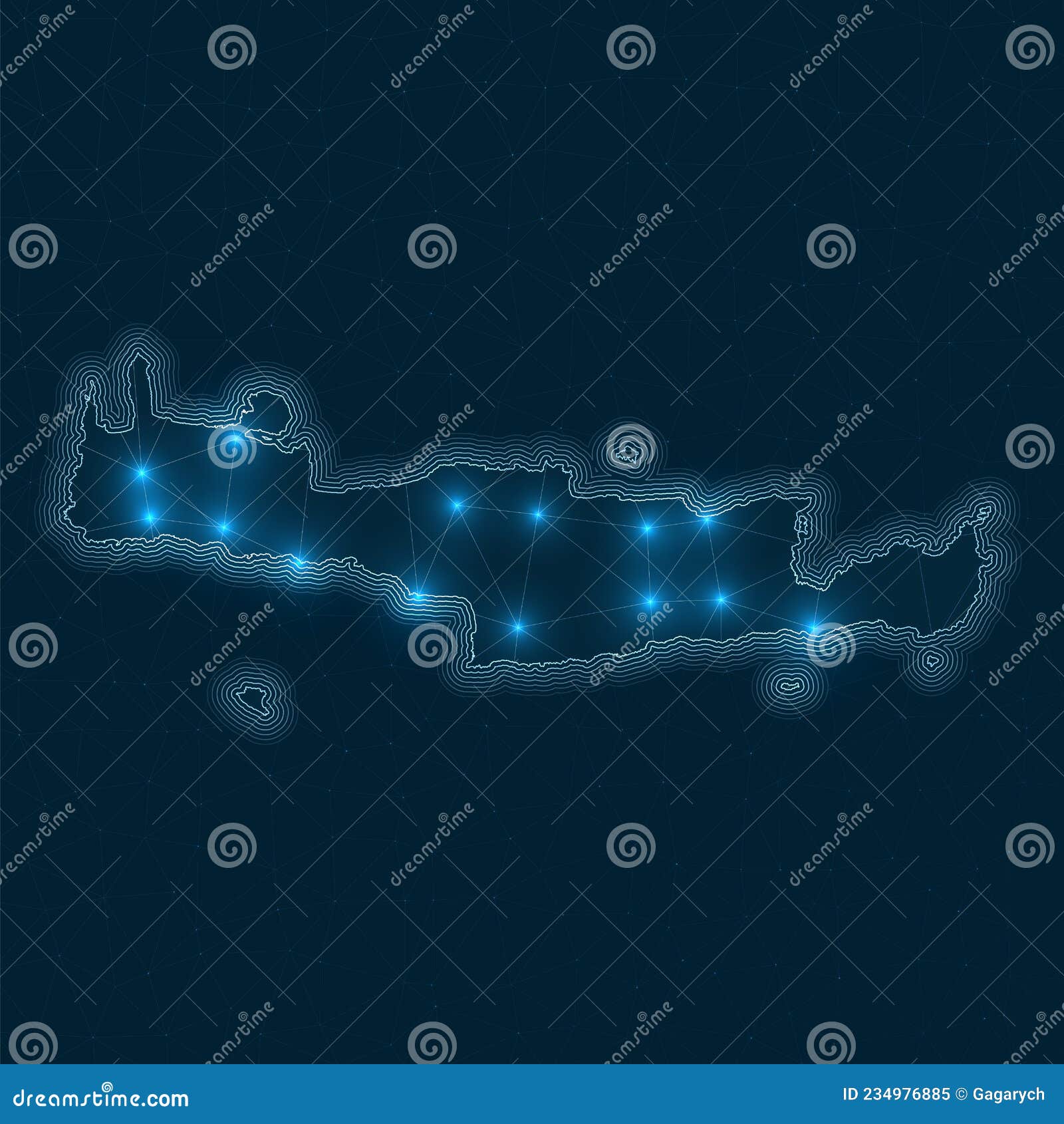 Crete network map. stock vector. Illustration of bright - 234976885