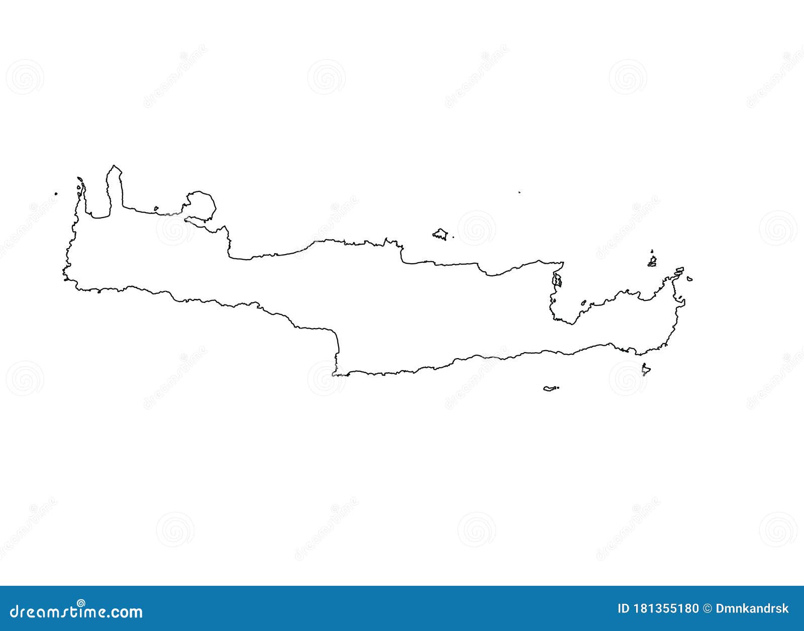 Crete Outline Map Country Shape Stock Vector - Illustration of ocean ...
