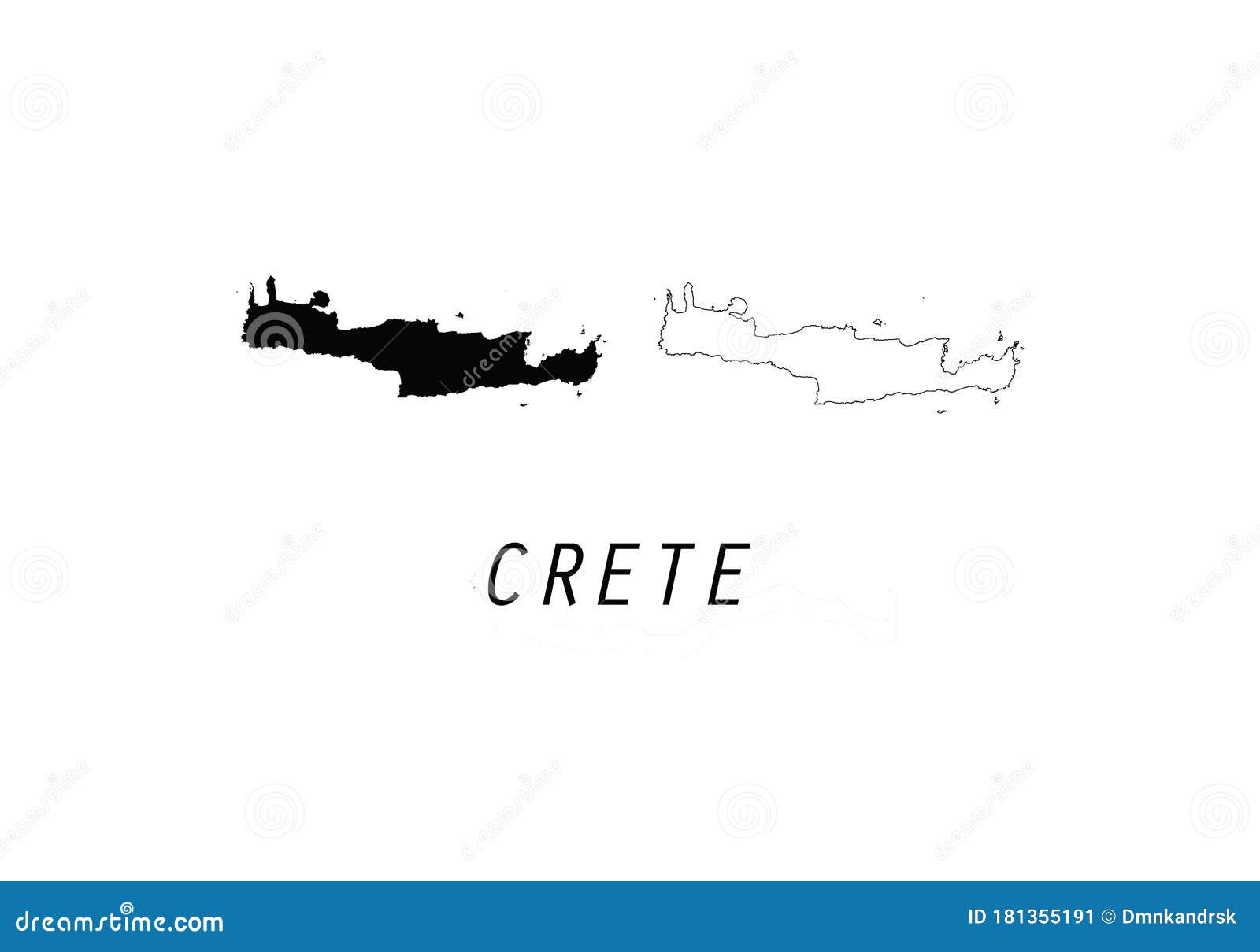 Crete Outline Map Country Shape Cartoon Vector | CartoonDealer.com ...