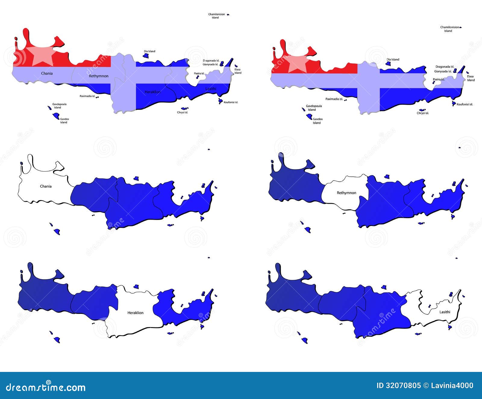 Crete Provinces Maps Cartoon Vector | CartoonDealer.com #32070805