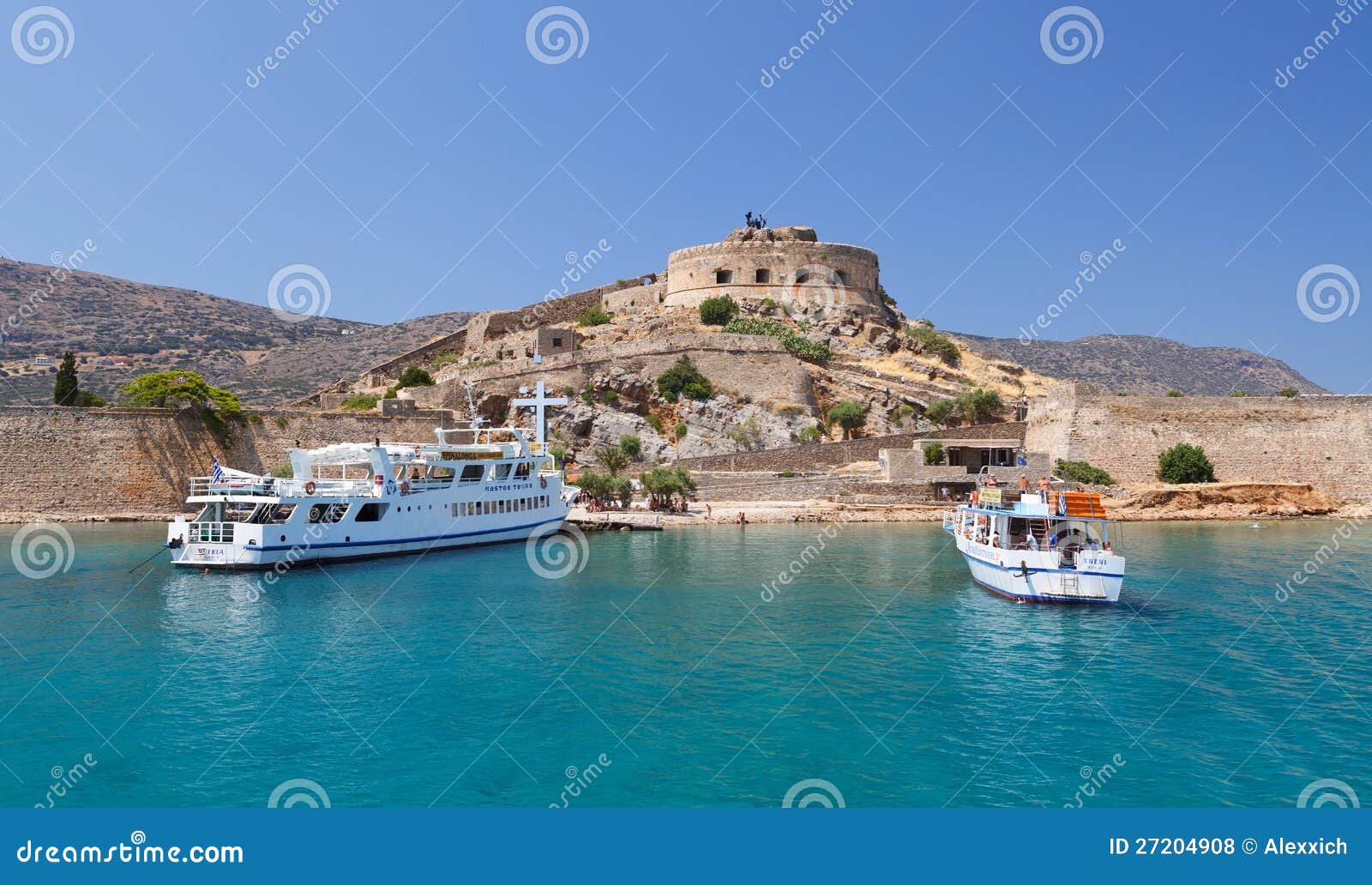 Crete Spinalonga Fortress Greece Stock Photo - Image of abandoned, fort ...