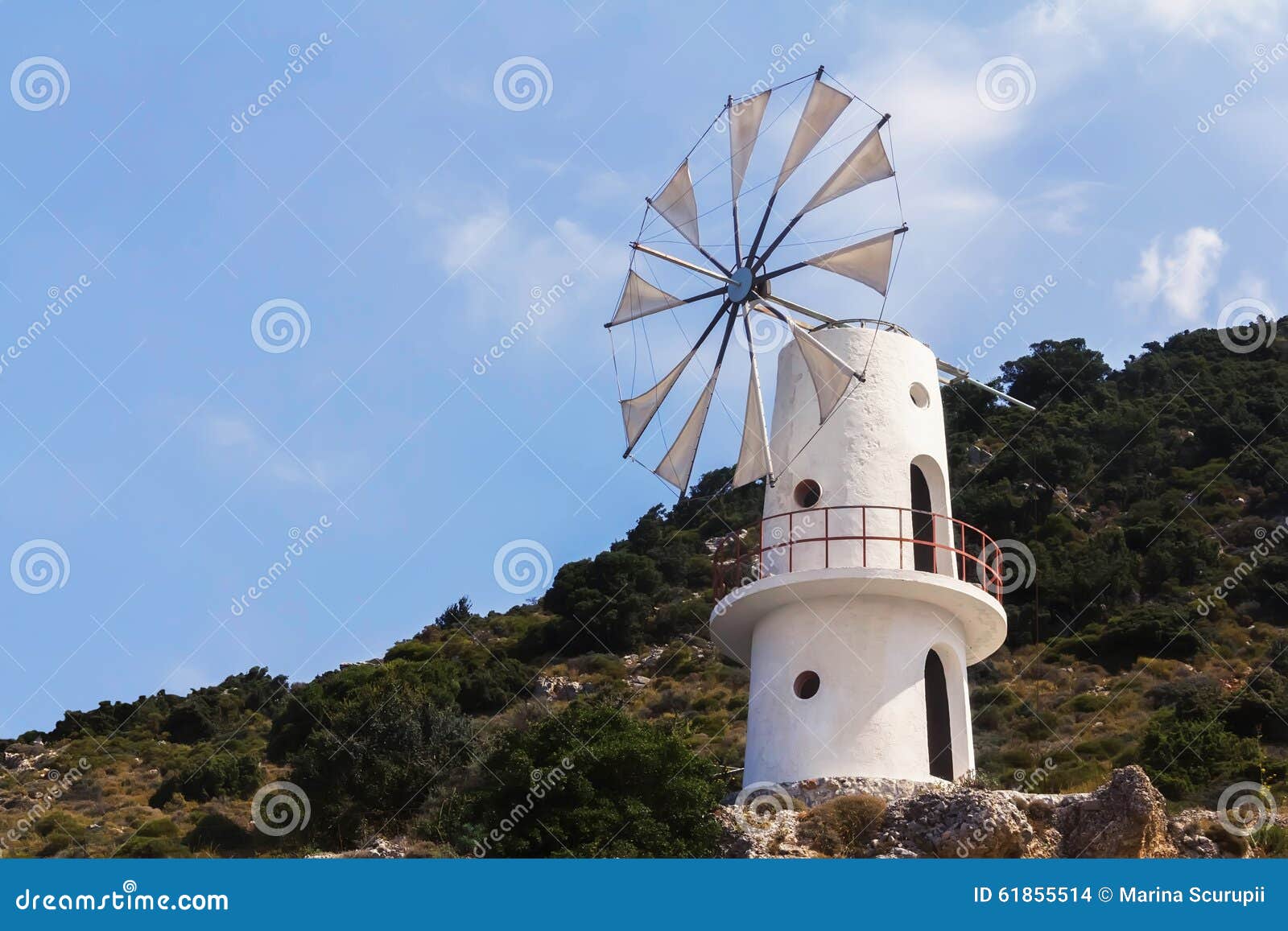 Crete windmill stock photo. Image of famous, blue, culture - 61855514