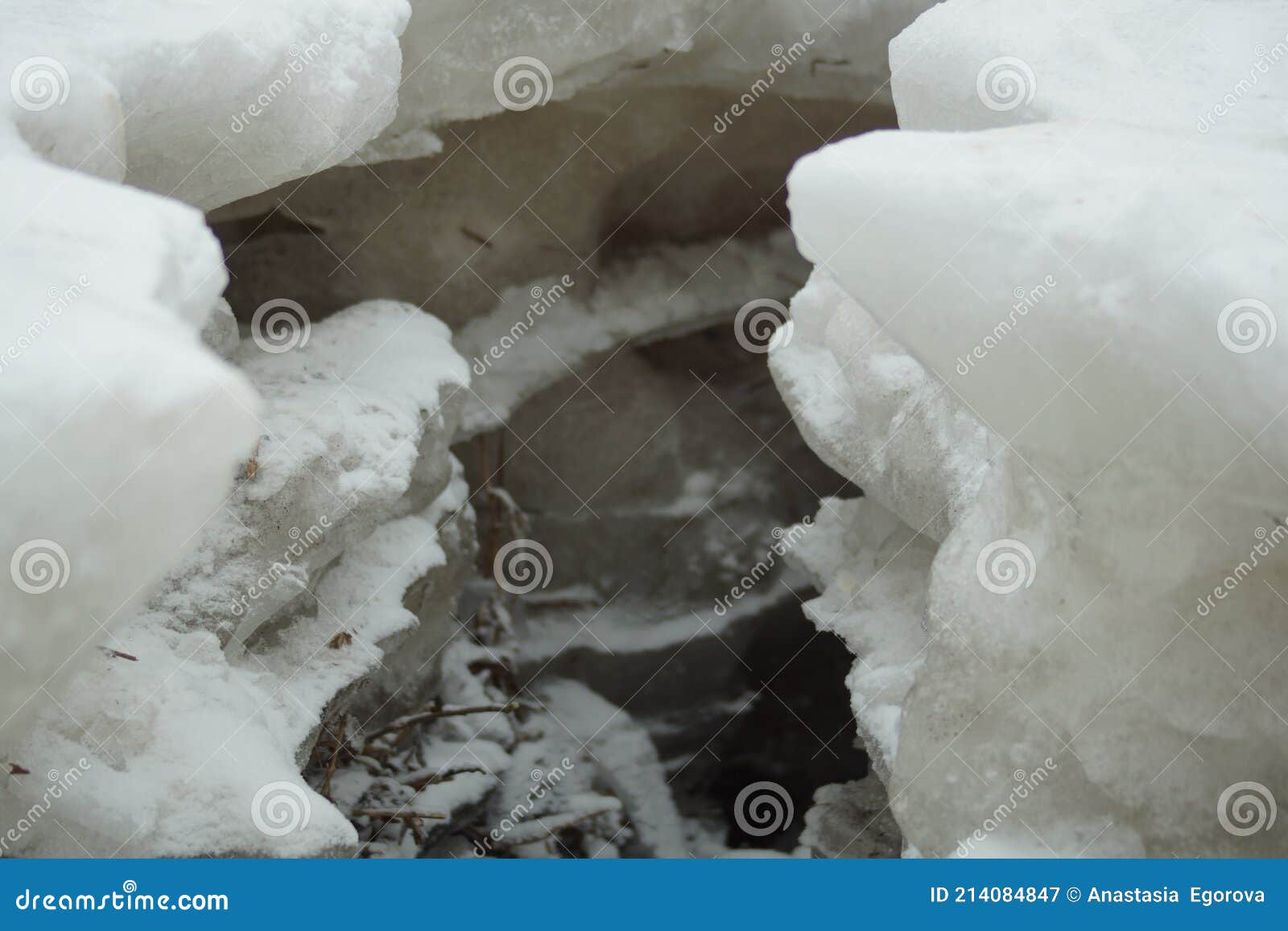 A crevice in the ice stock image. Image of crack, frozen - 214084847
