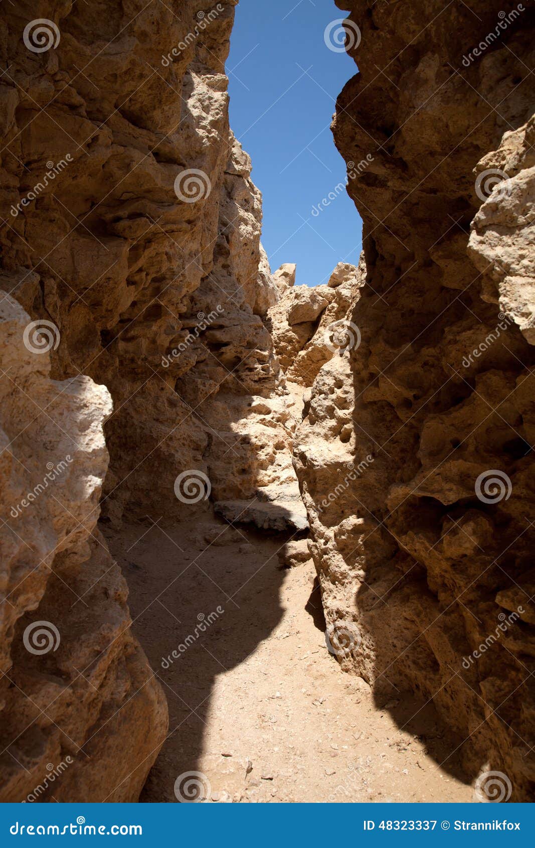 Crevice in the Rock, Forming a Tunnel. Tinted Stock Image - Image of ...