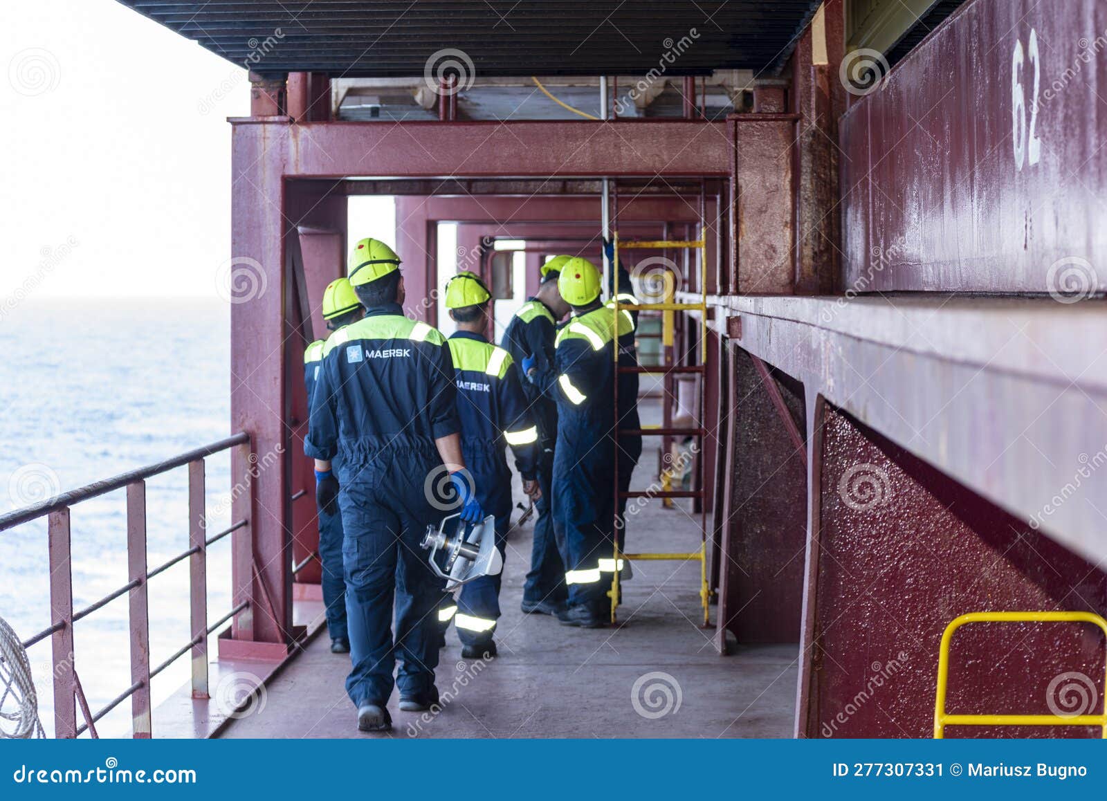 Crew on Board of Cargo Container Ship. Editorial Photo - Image of deck ...