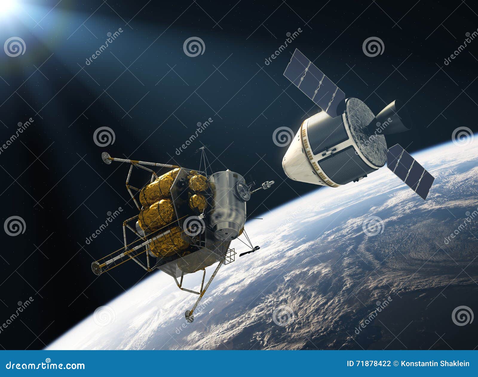 Crew Exploration Vehicle Docking Stock Illustration - Illustration of ...
