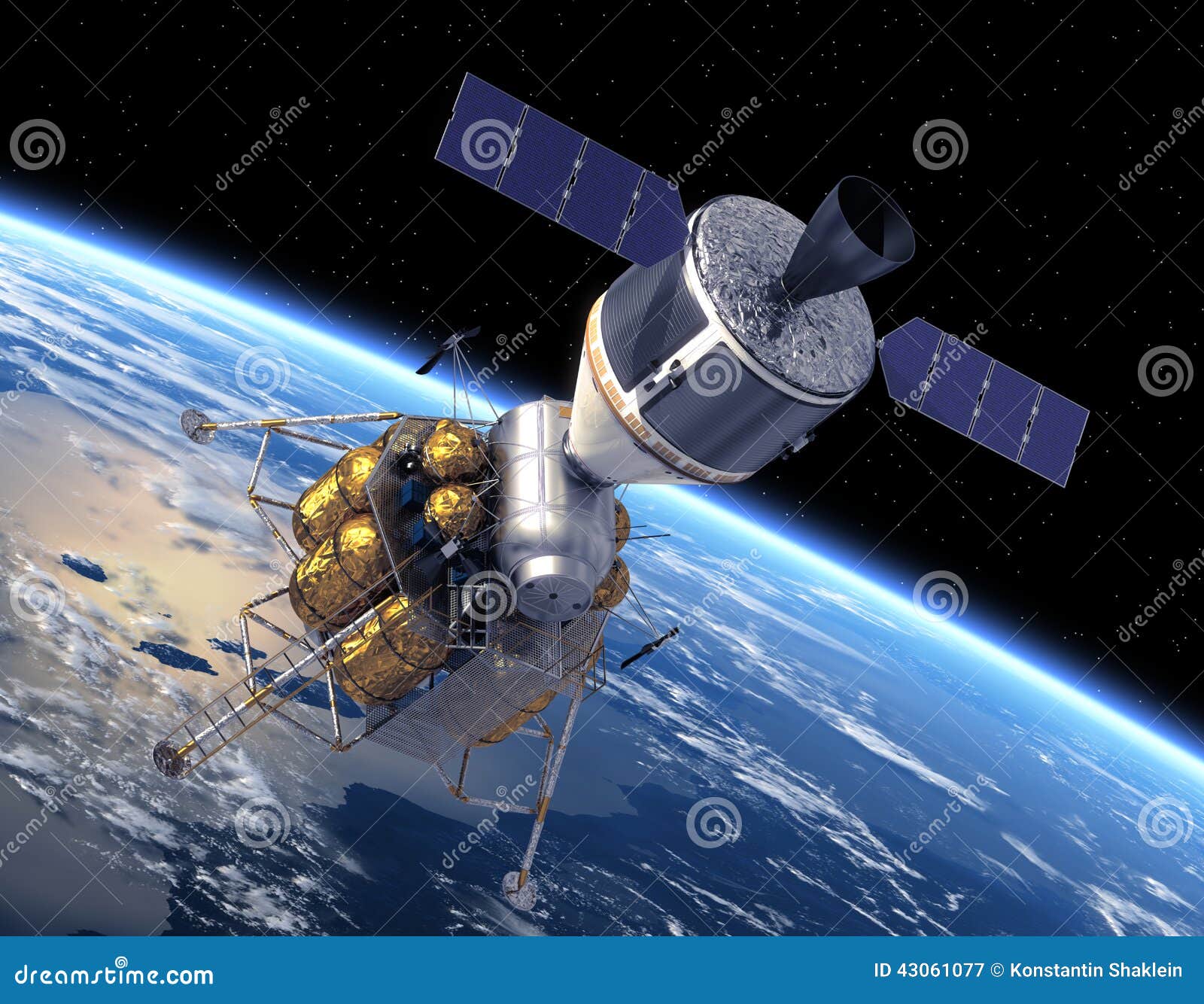 Crew Exploration Vehicle Orbiting Earth. Stock Illustration ...
