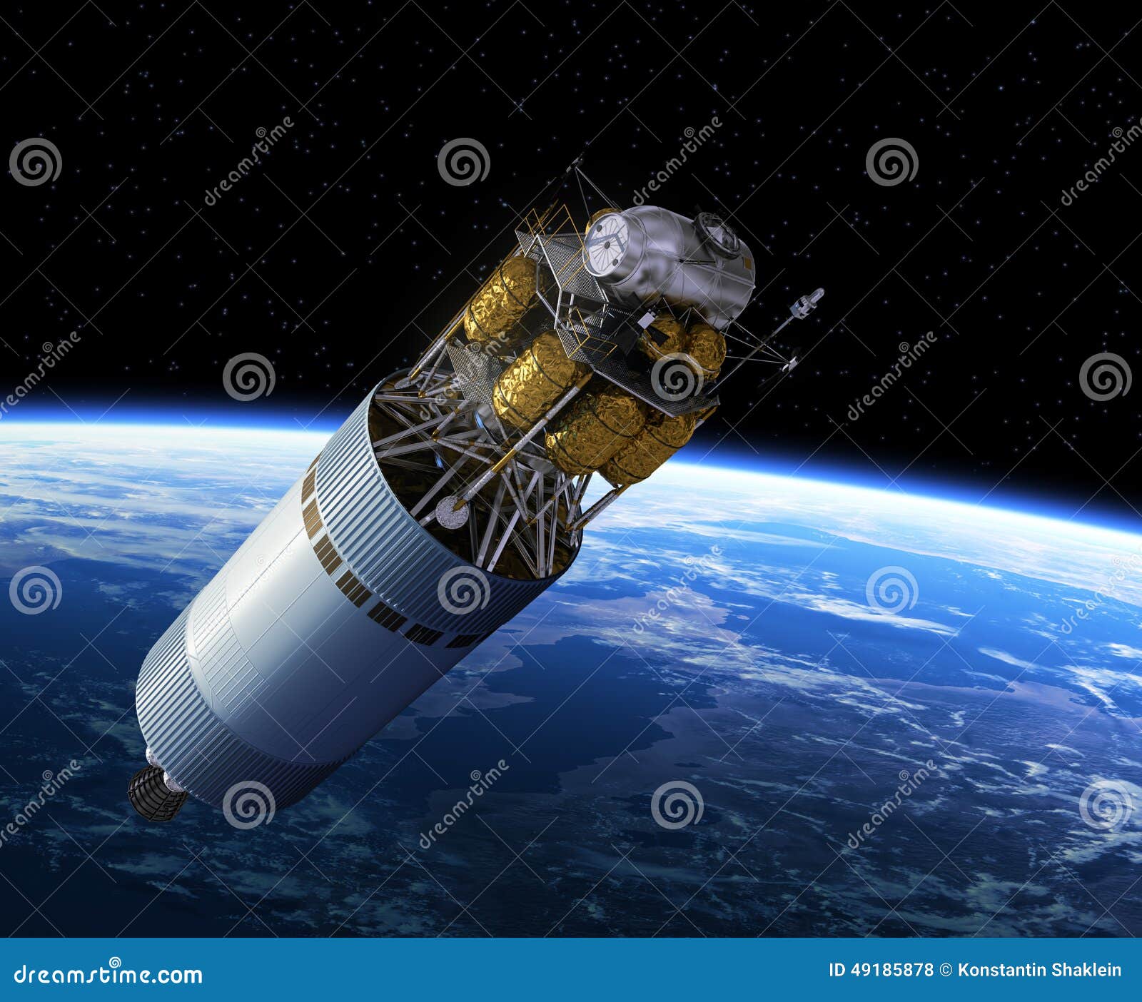 Crew Exploration Vehicle Orbiting Earth Stock Illustration ...