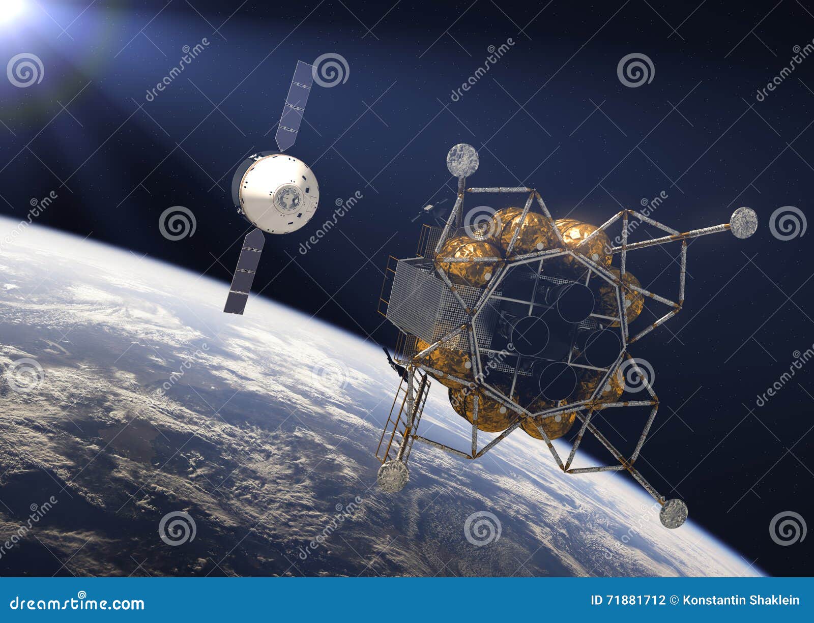 Crew Exploration Vehicle in Rays of the Sun Stock Illustration ...