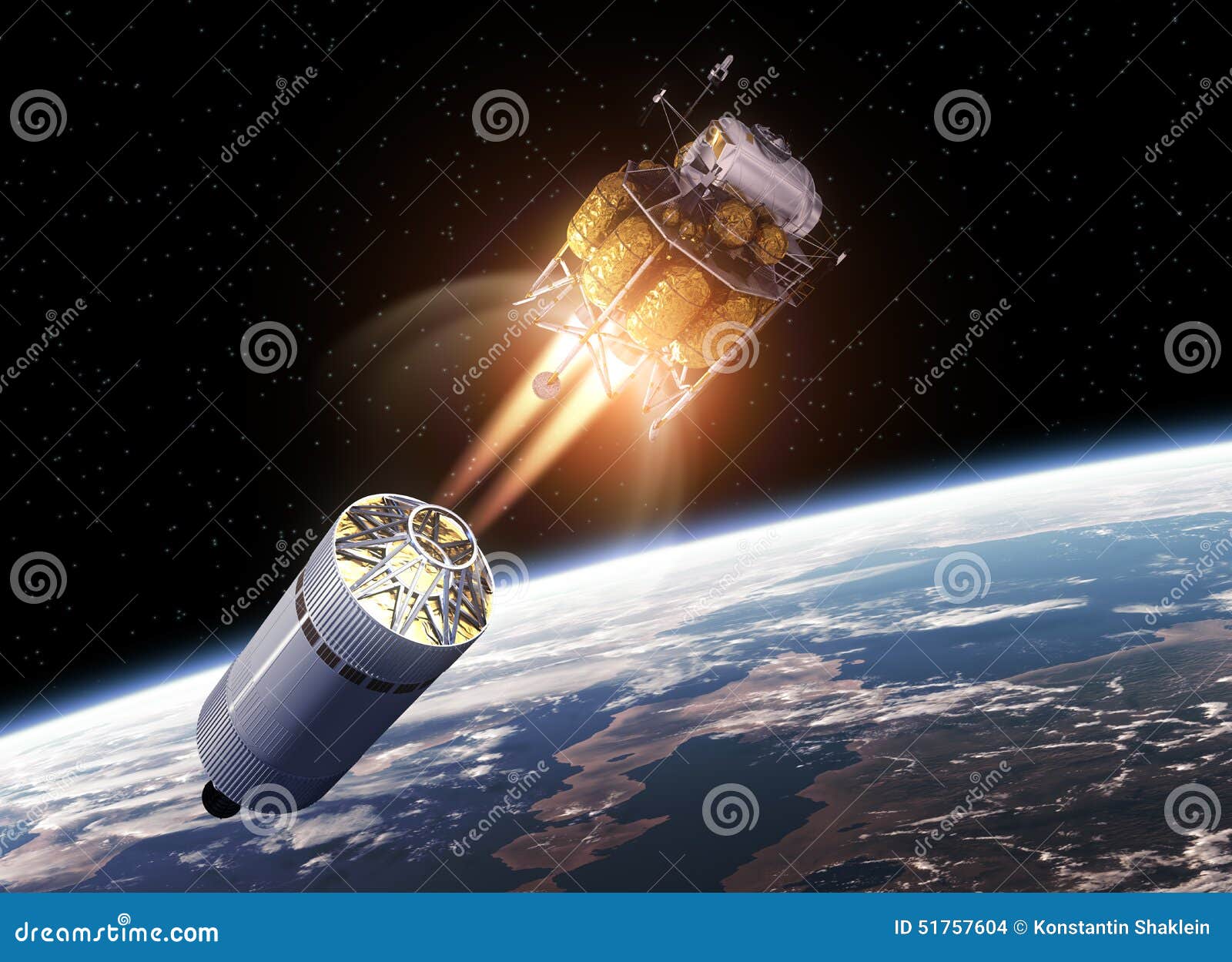 Crew Exploration Vehicle in Space Stock Illustration - Illustration of ...