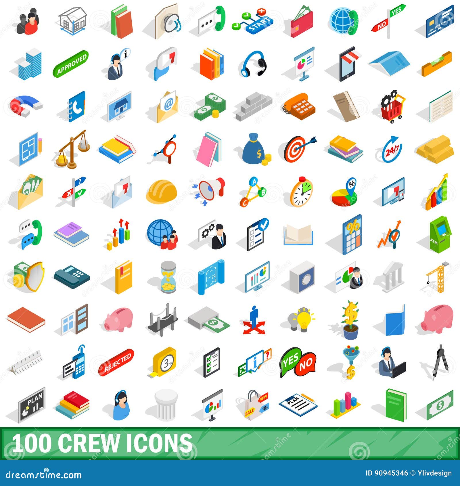 100 Crew Icons Set, Isometric 3d Style Stock Vector - Illustration of ...