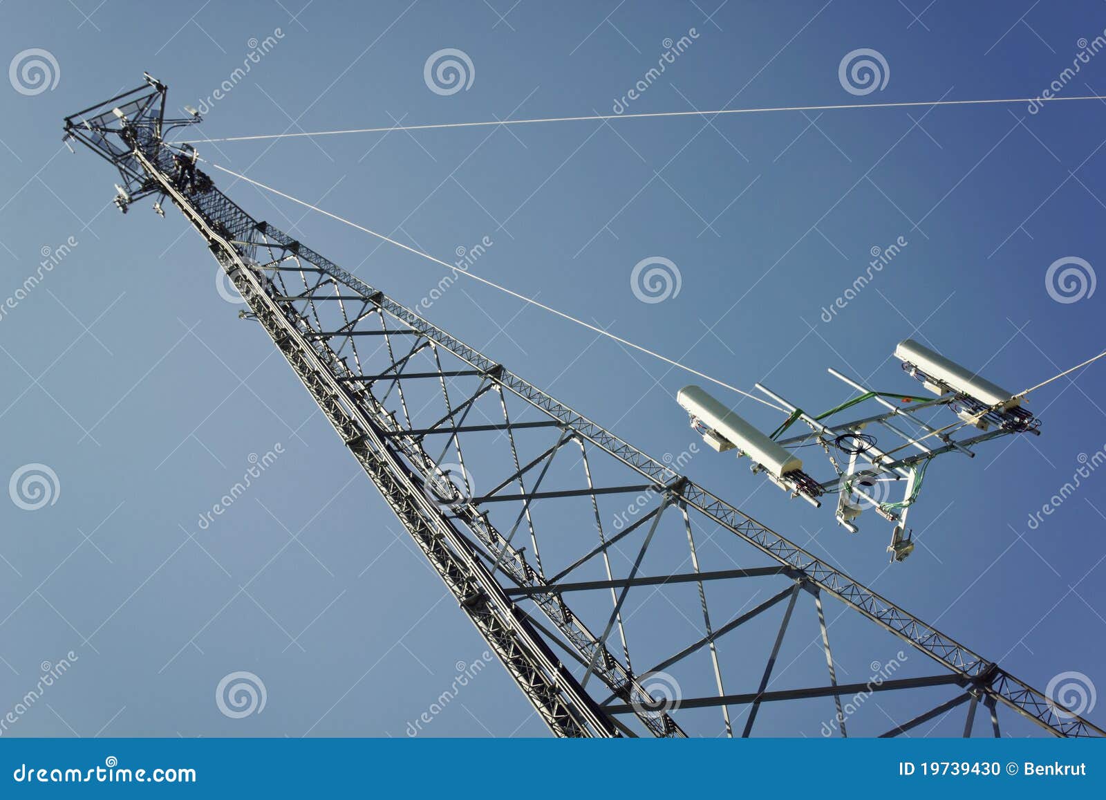 Crew Installing Boom with Antennas Stock Photo - Image of height ...