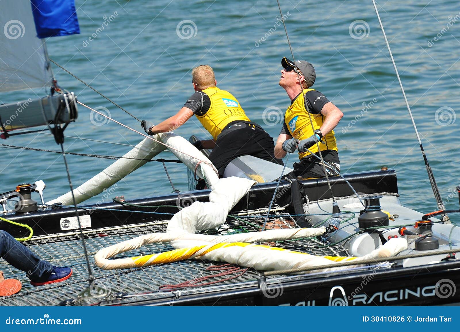 Crew of SAP Extreme Sailing Team Steering Boat at Extreme Sailing ... Crew of SAP Extreme Sailing Team Steering Boat at Extreme Sailing ...