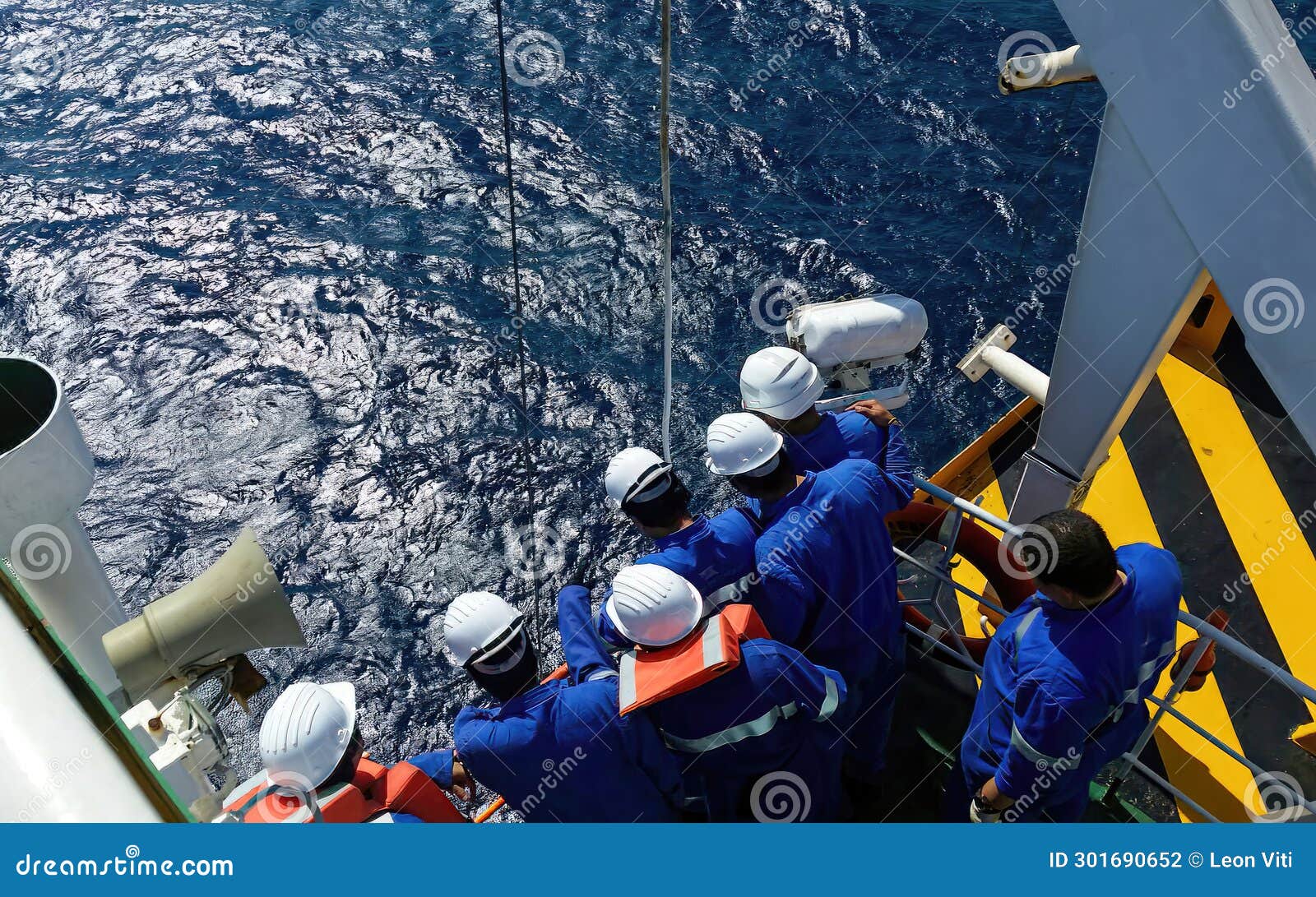 Crew Ship Members during a Drill Stock Photo - Image of energy ...